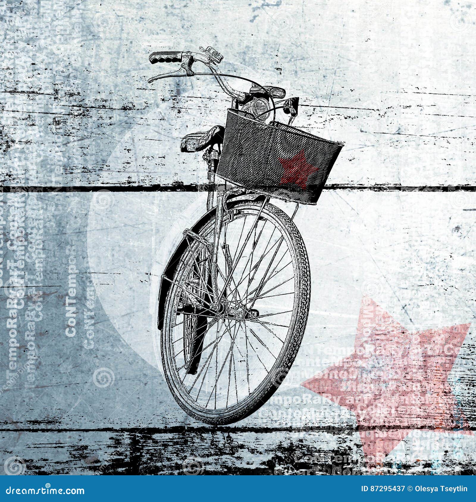 Bicycle with a Red Star. Contemporary Poster. Stock Illustration ...