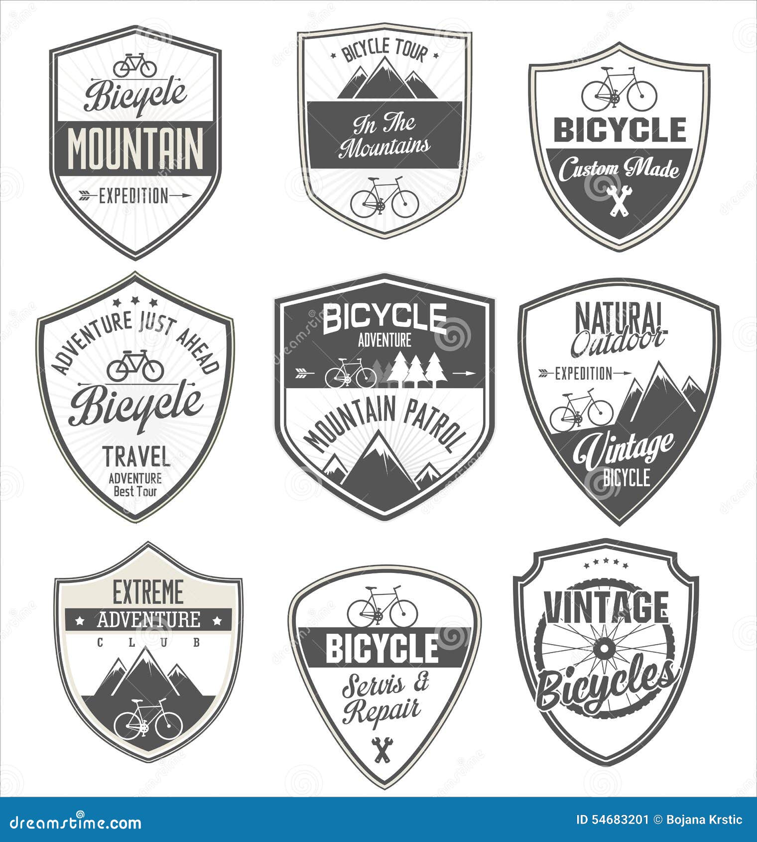 Bicycle Retro Vintage Badge Collection Stock Illustration ...