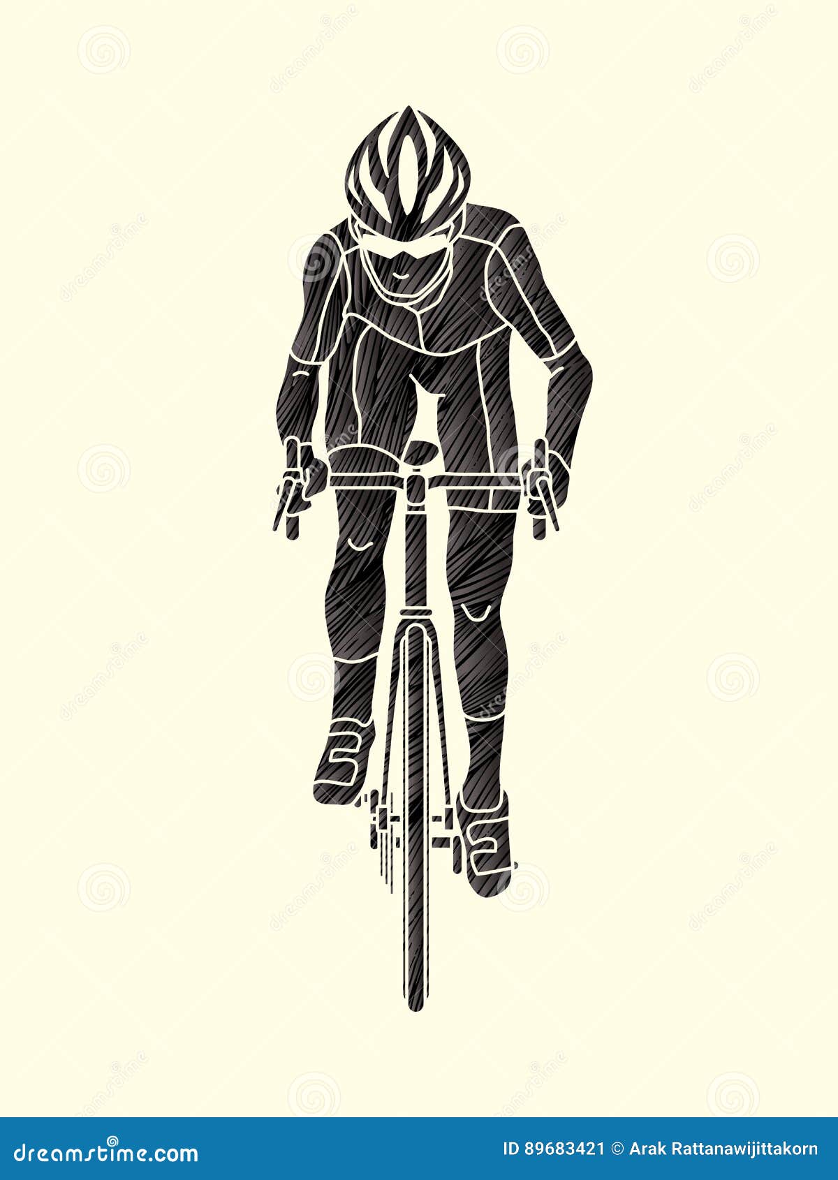 Bicycle riding front view stock vector. Illustration of athlete - 89683421