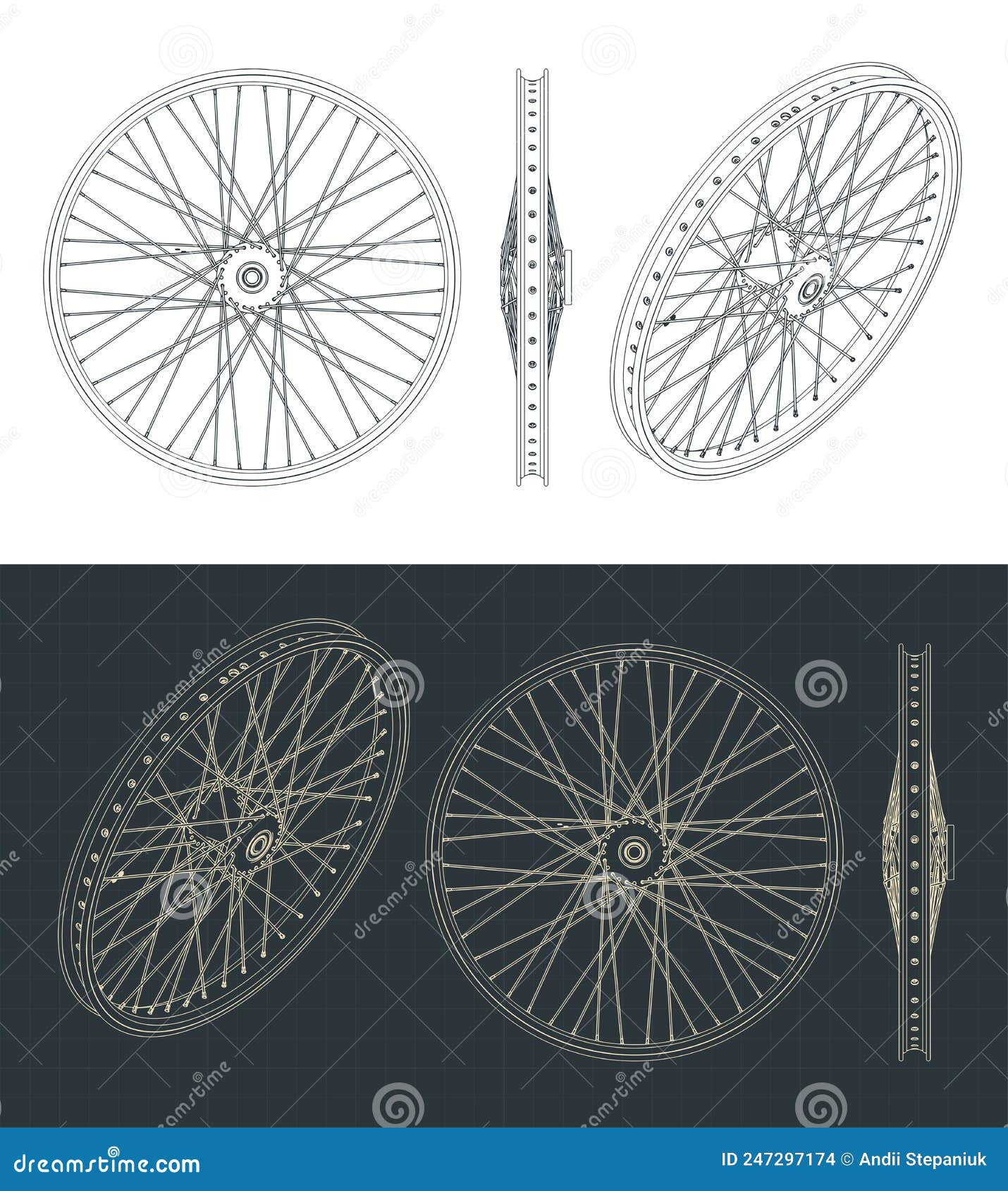Bicycle rim blueprints stock vector. Illustration of outline - 247297174