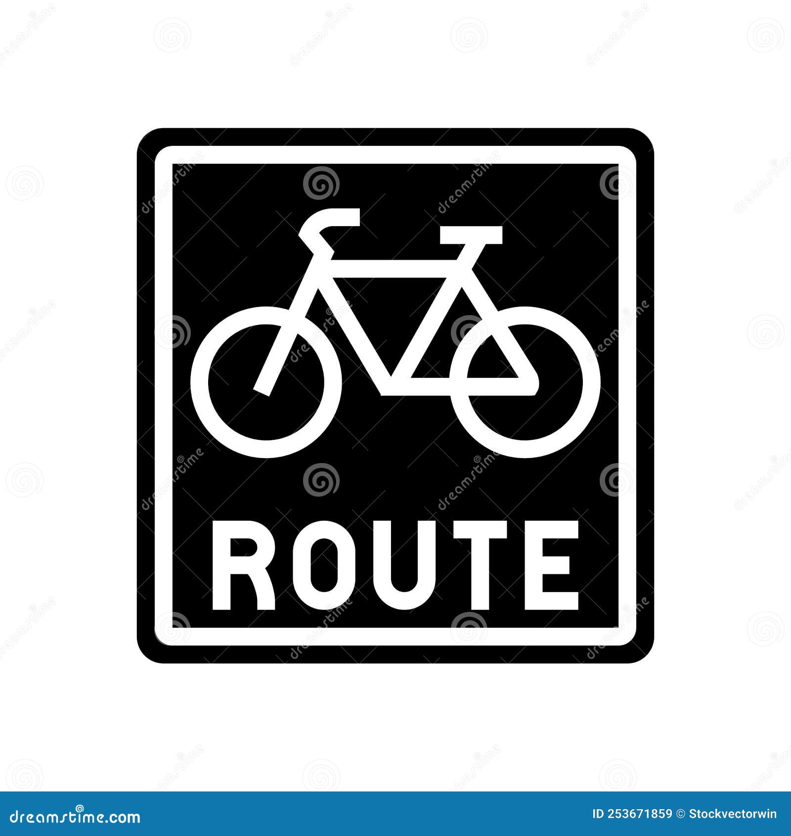 Bicycle Road Sign Glyph Icon Vector Illustration Stock Illustration ...
