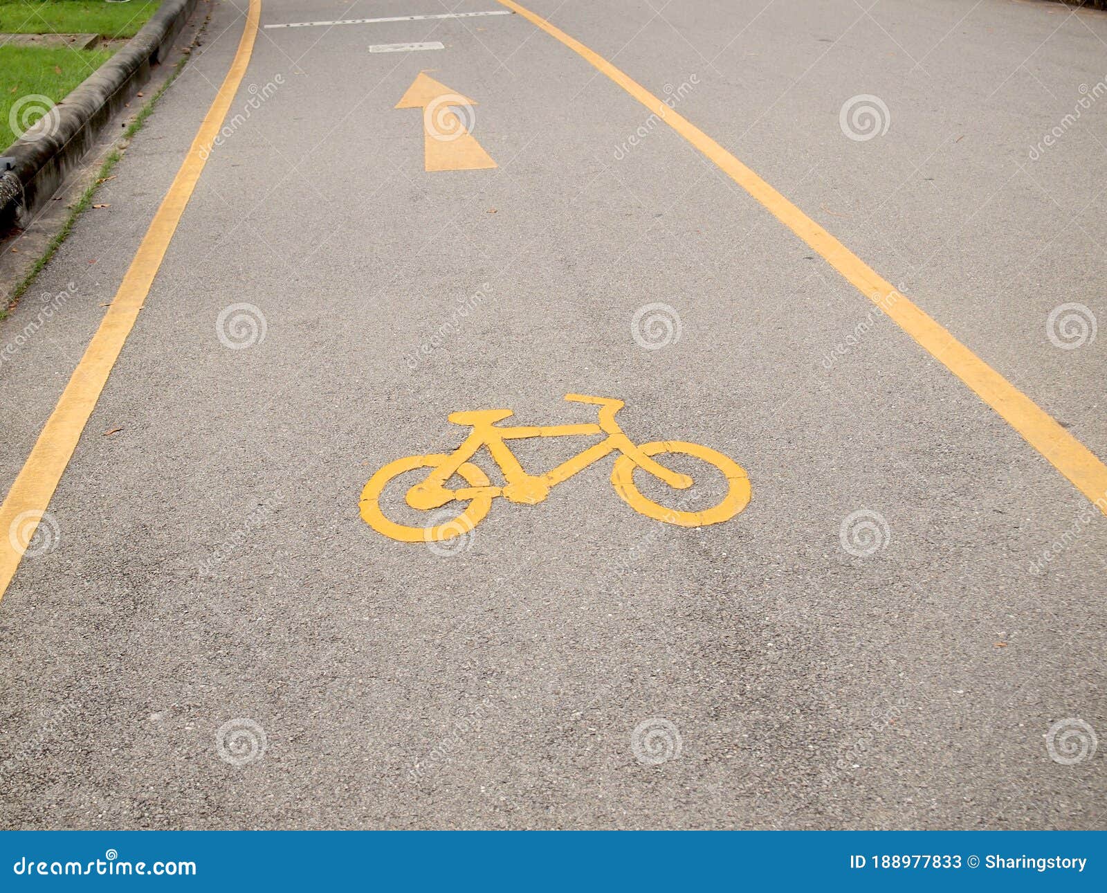 Bicycle Road Sign Painted on the Pavement Stock Image - Image of route ...