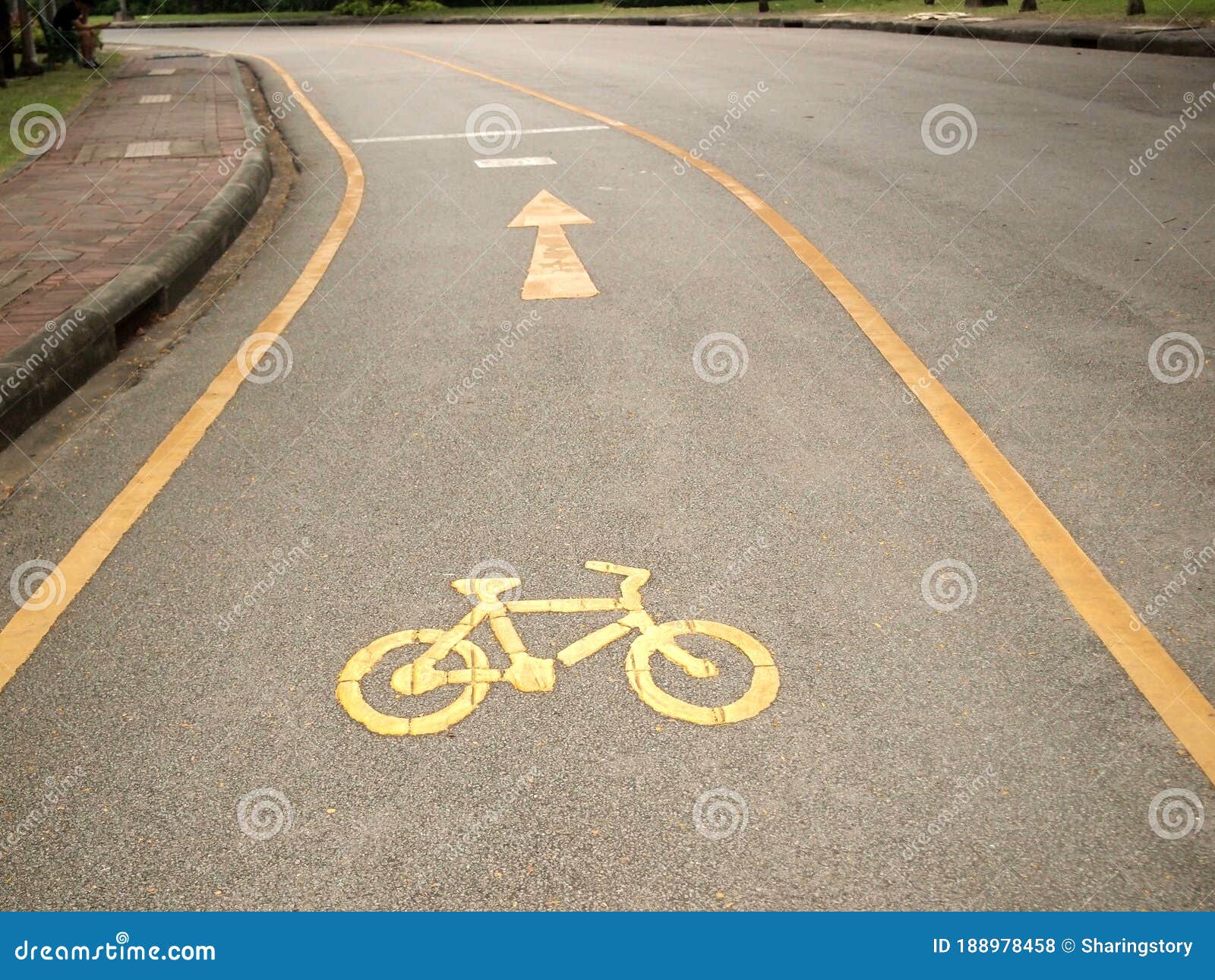 Bicycle Road Sign Painted on the Pavement Stock Photo - Image of city ...