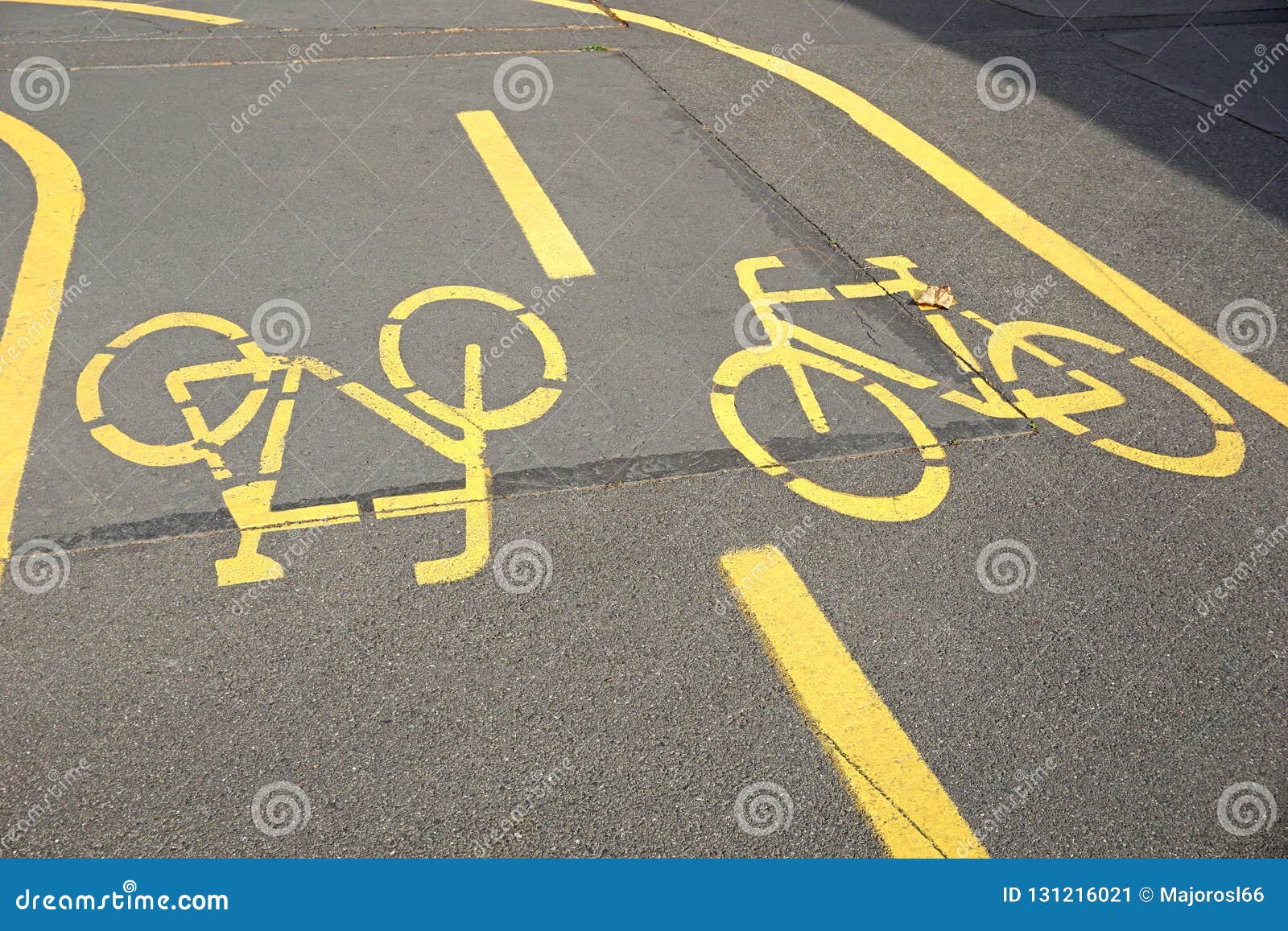 Bicycle Road with Yellow Signs Stock Image - Image of tourism, cyclist ...