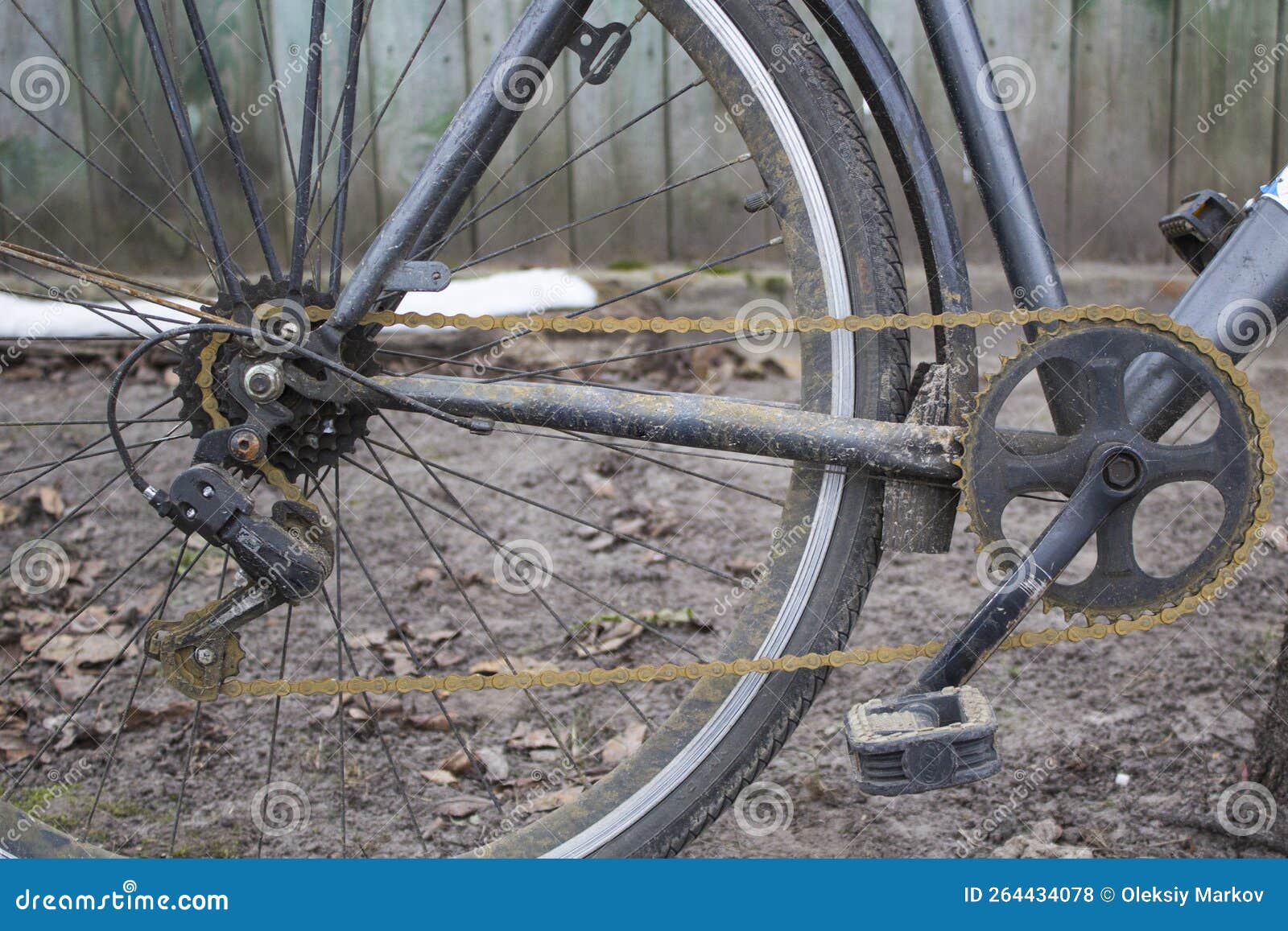 Bicycle with a Rusty Bicycle Chain, Sprockets, Ratchet Stock Photo ...