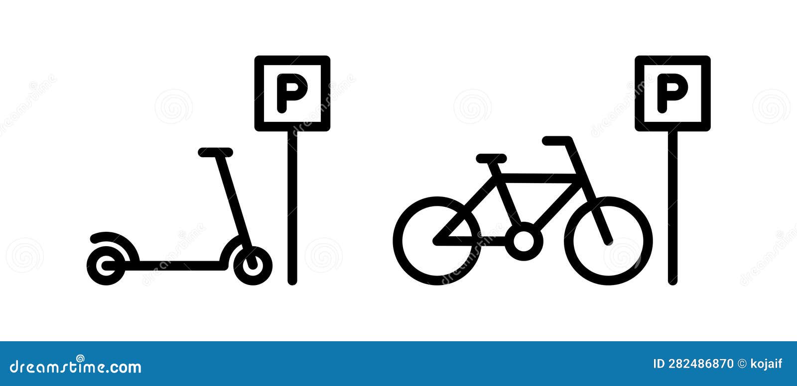 Bicycle Scooter Parking Vector Icons Set. Parking Sign with a Bicycle ...