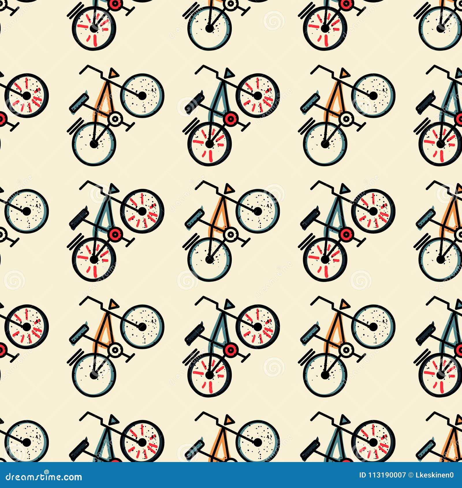 Bicycle seamless pattern stock vector. Illustration of creative - 113190007