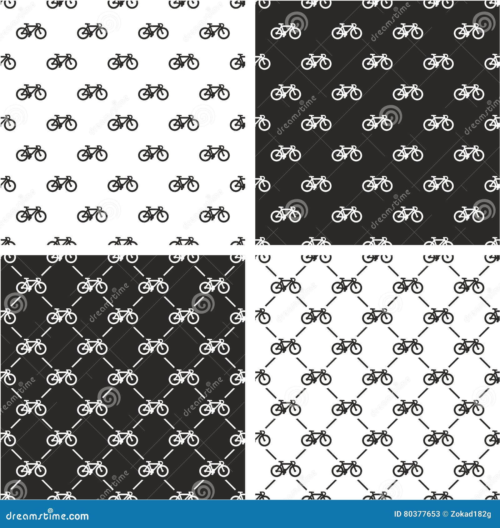 Bicycle Seamless Pattern Set Stock Vector - Illustration of decoration ...