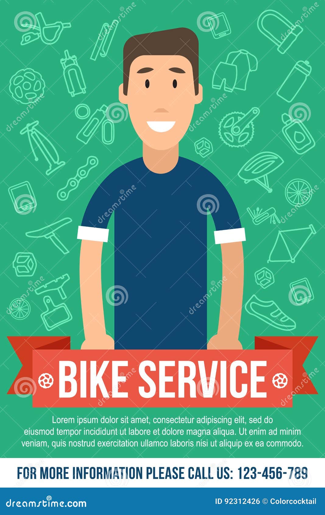 Bicycle service poster stock vector. Illustration of parts - 92312426