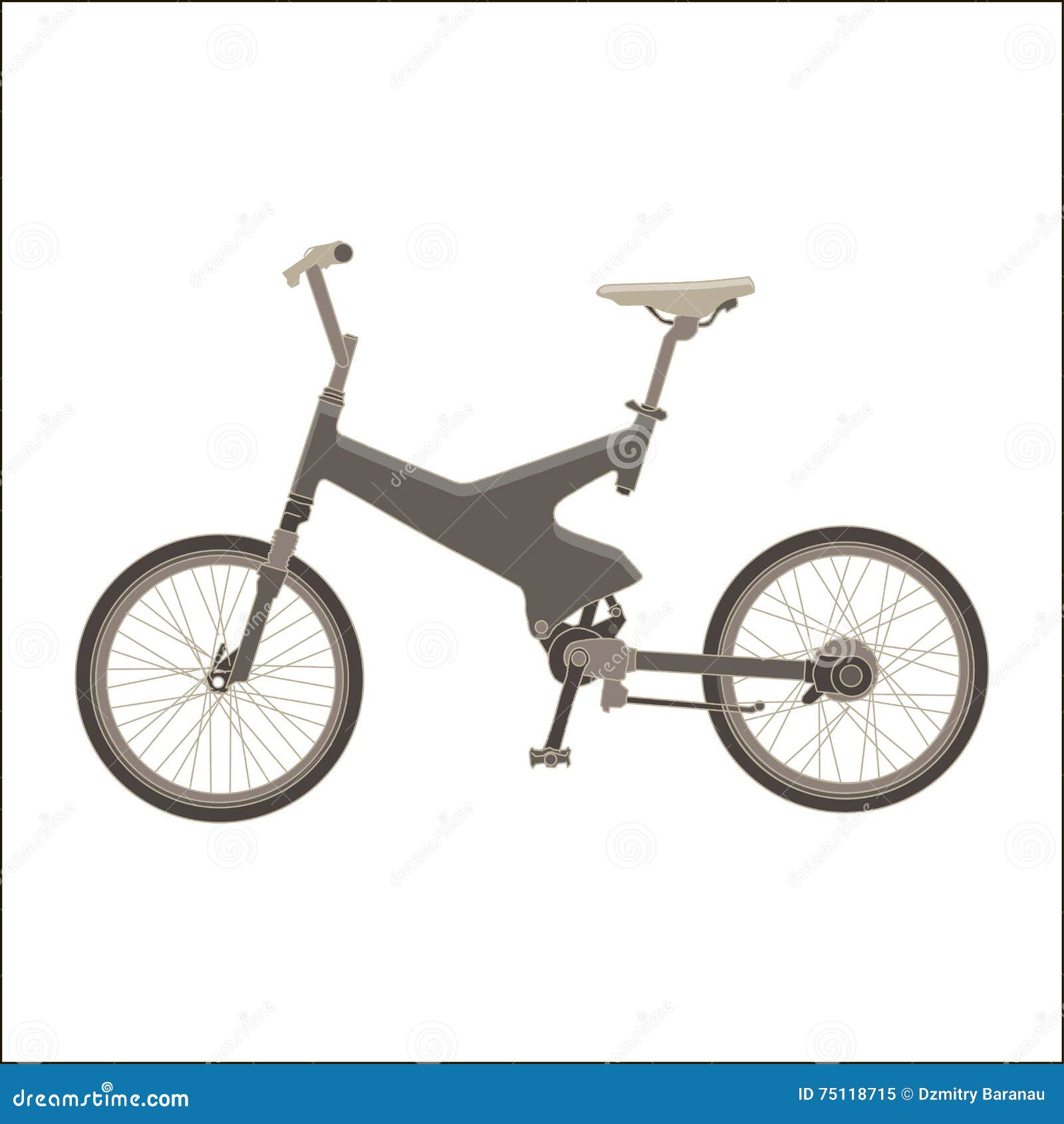 Bicycle Side View Monochrome Flat in Gray Color Theme Stock Vector ...
