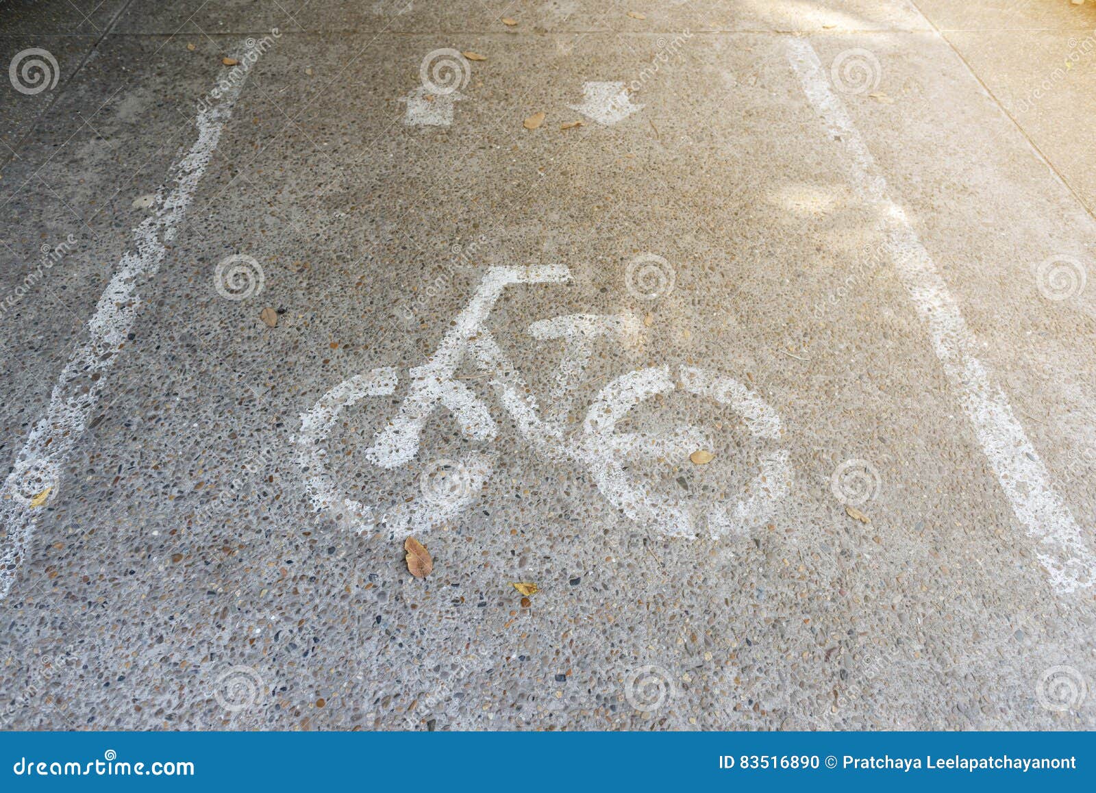 Bicycle Sign on Ground for Bikes Way Stock Photo - Image of bicycle ...