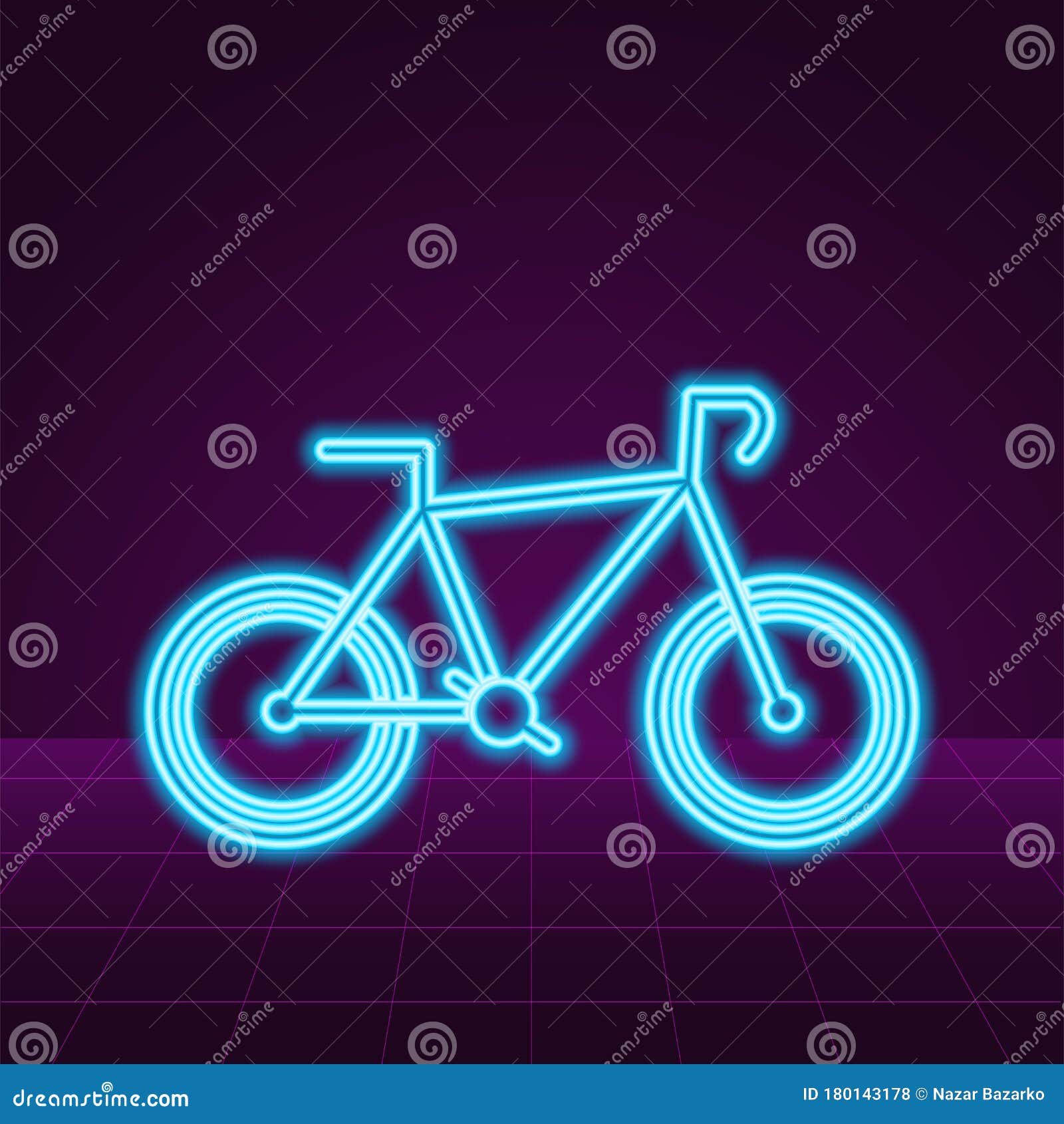 Bicycle Sign in Neon Design. Stock Graphic Stock Illustration ...