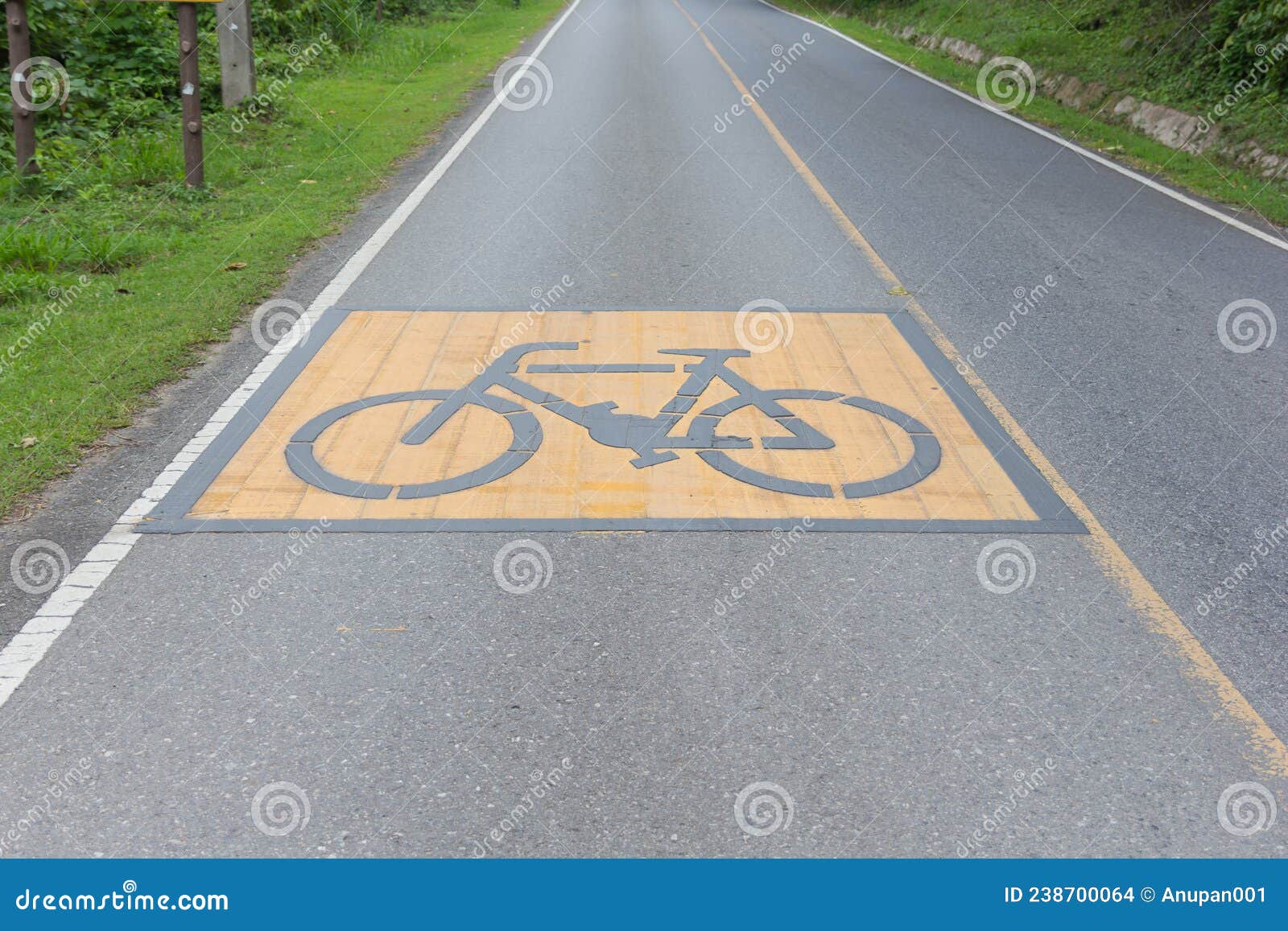 Bicycle Sign Path on the Road Stock Photo - Image of biking, direct ...