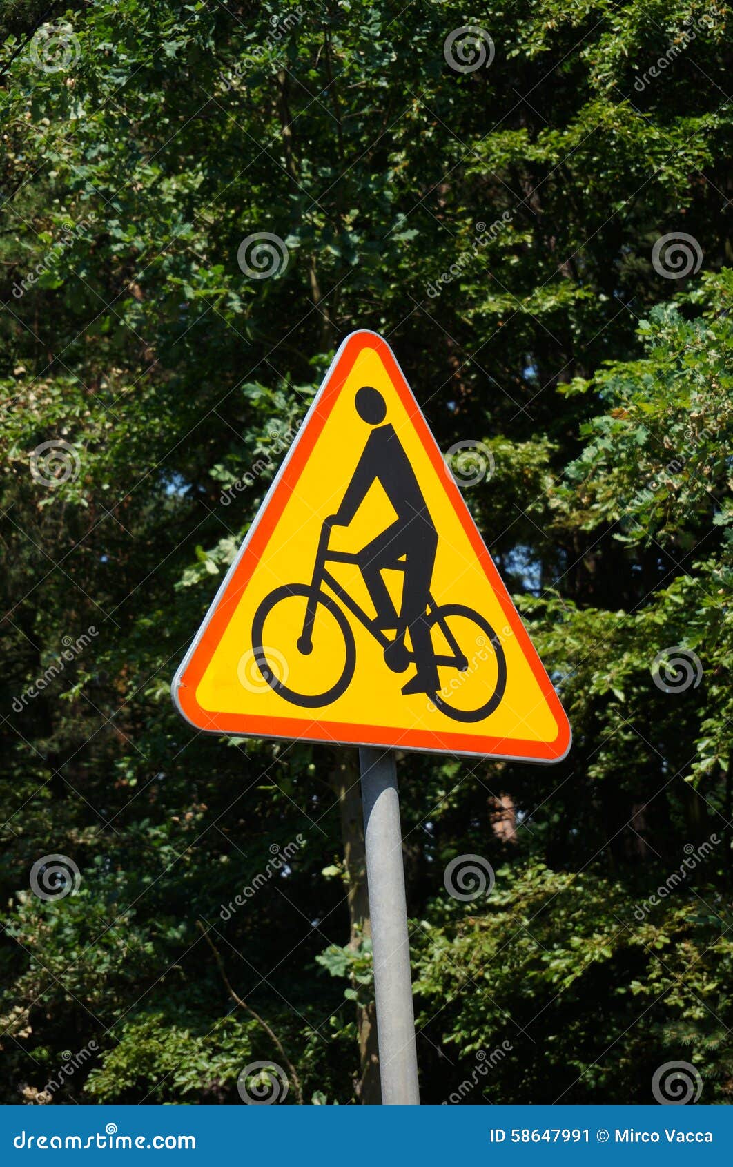 Bicycle sign stock image. Image of warning, yellow, symbol - 58647991