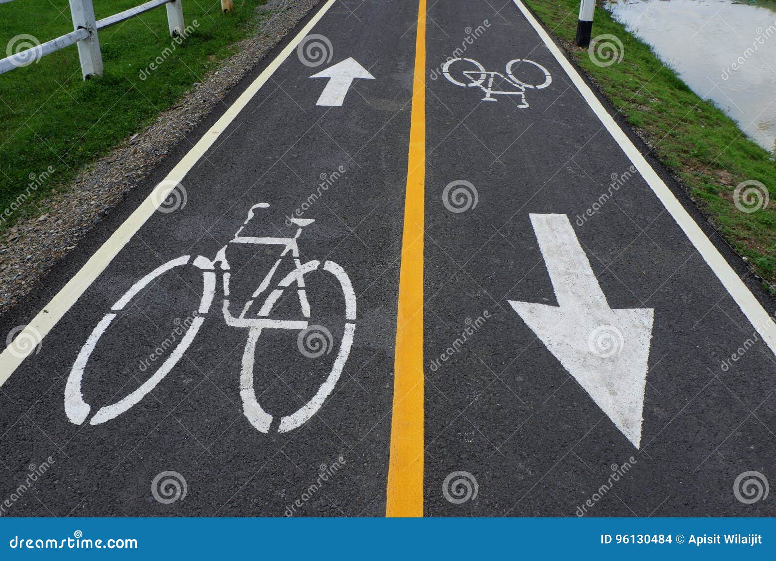 Bicycle Signs on the Bicycle Way. Stock Photo - Image of scenery, path ...