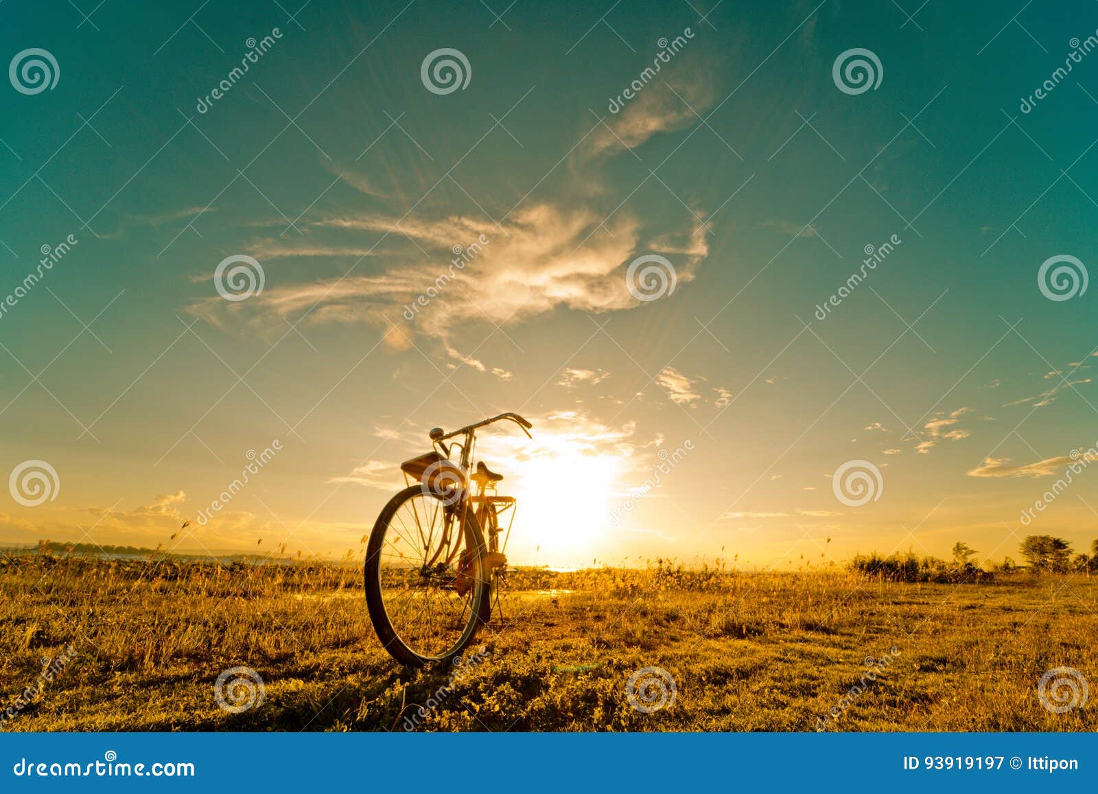 Bicycle at the Sunset or Sunrise Stock Image - Image of sunrise, sport ...