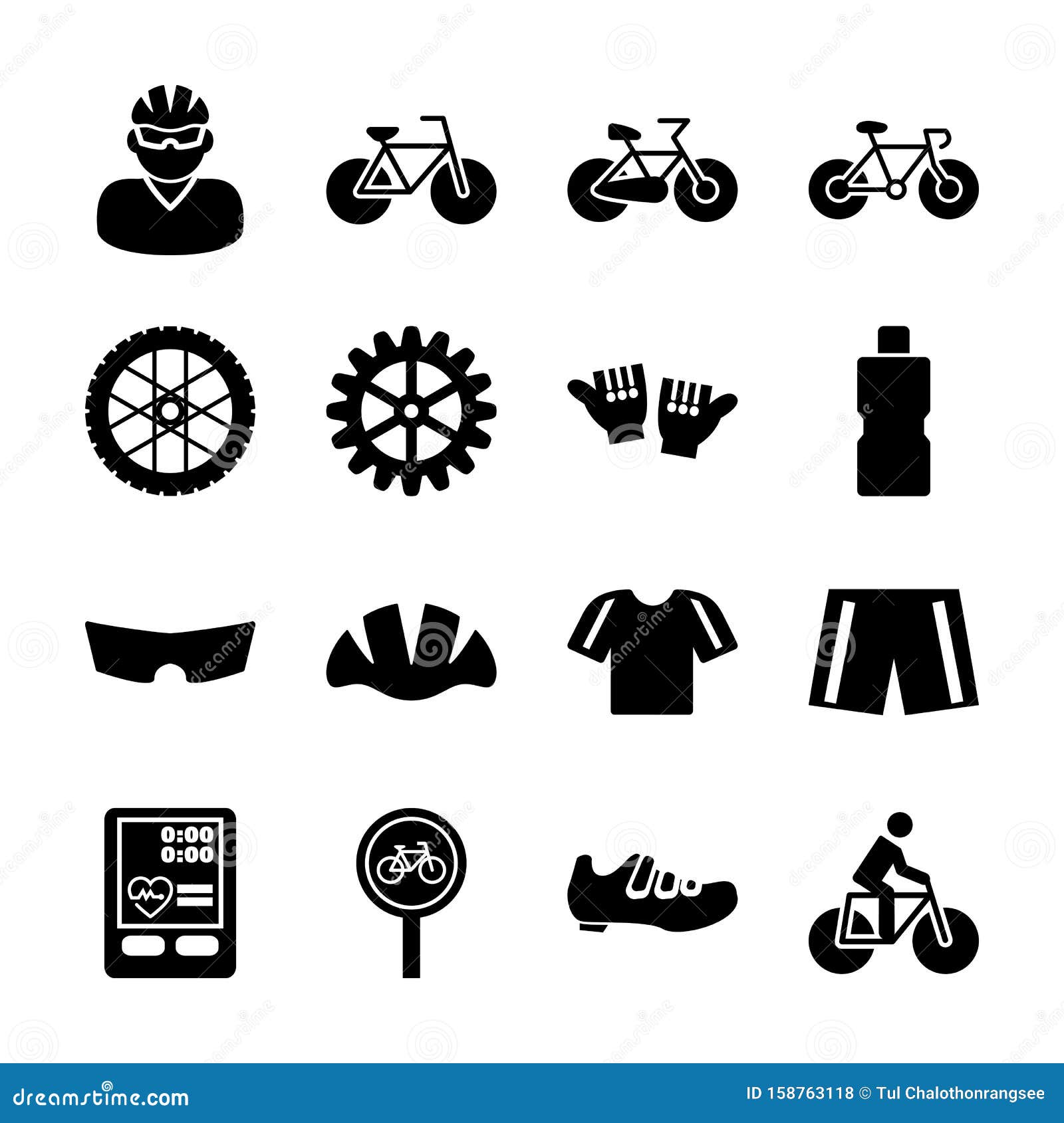 Bicycle solid icons stock vector. Illustration of black - 158763118