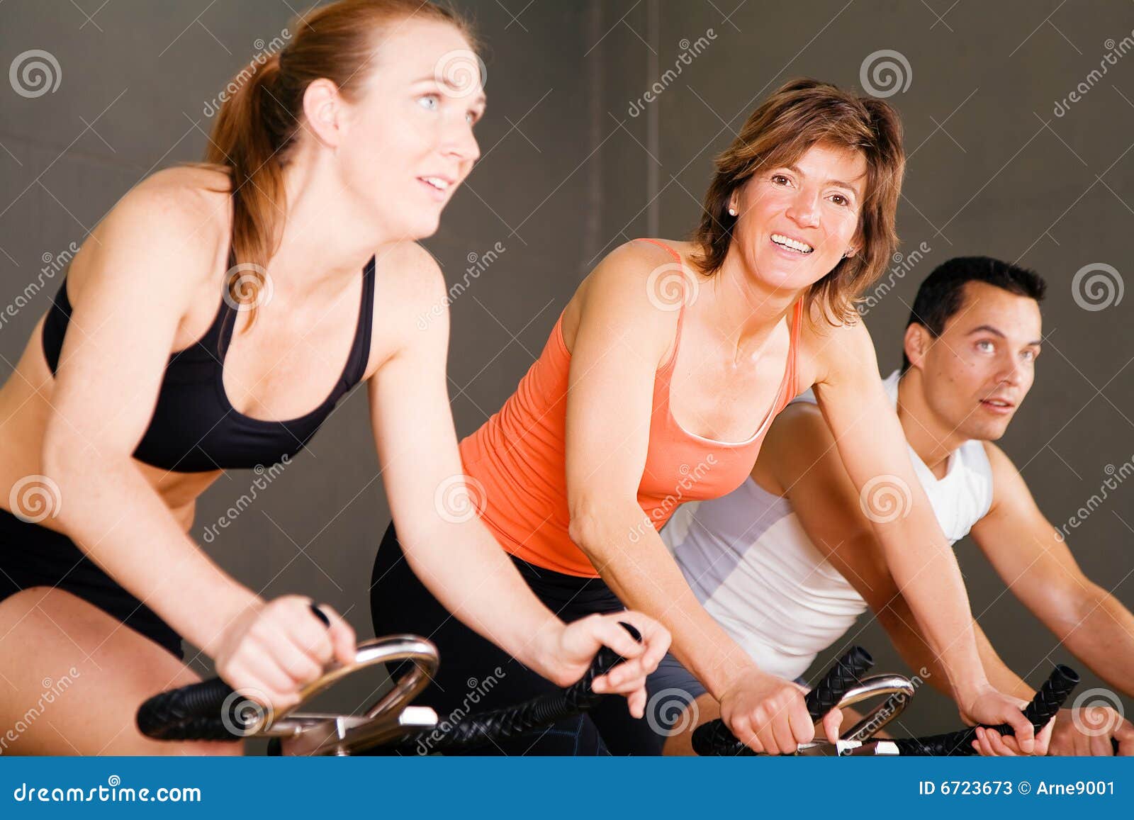 Bicycle Spinning in gym stock image. Image of endurance - 6723673