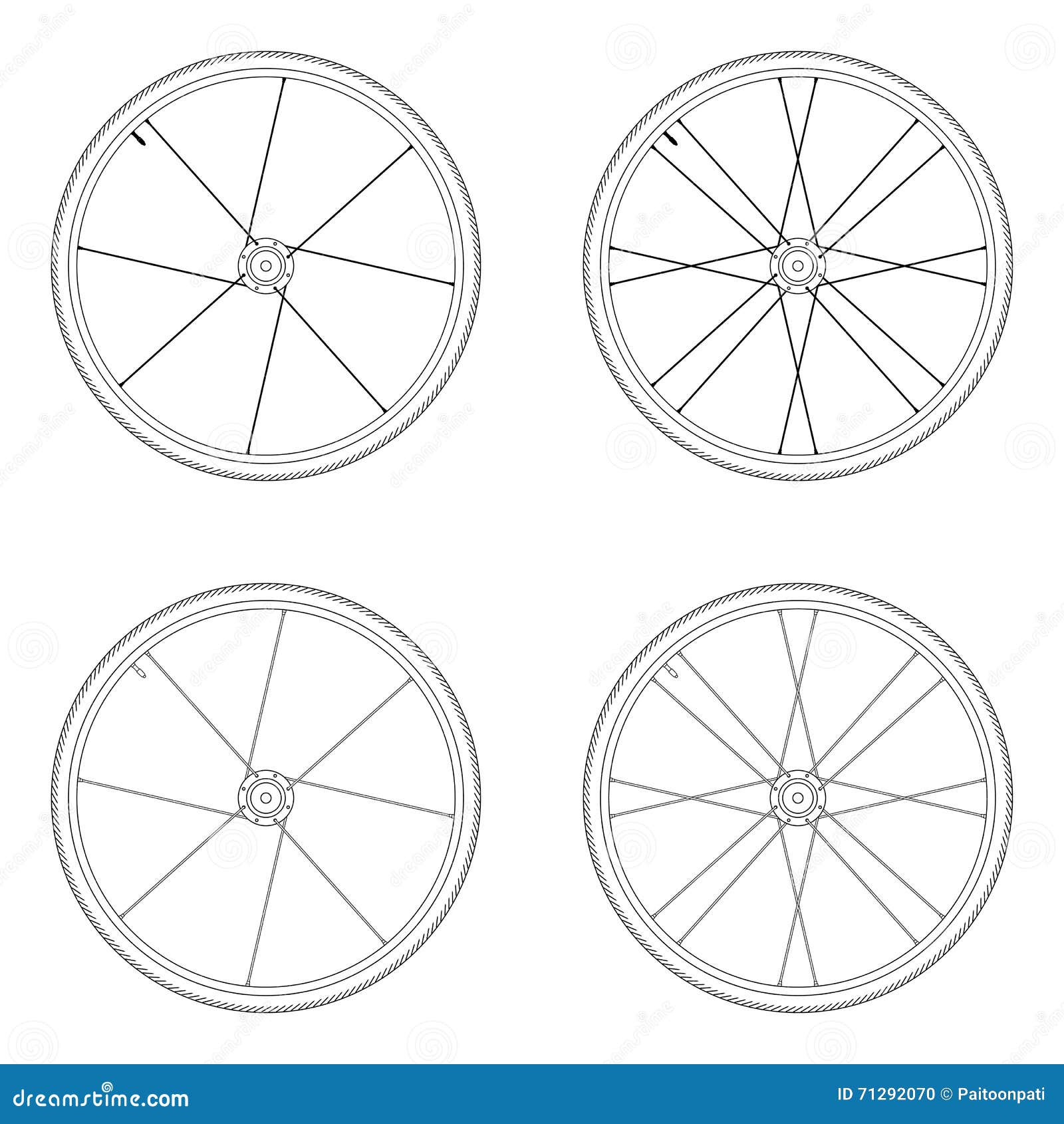 Bicycle Spoke Wheel Tangential Lacing Pattern Stock Vector ...