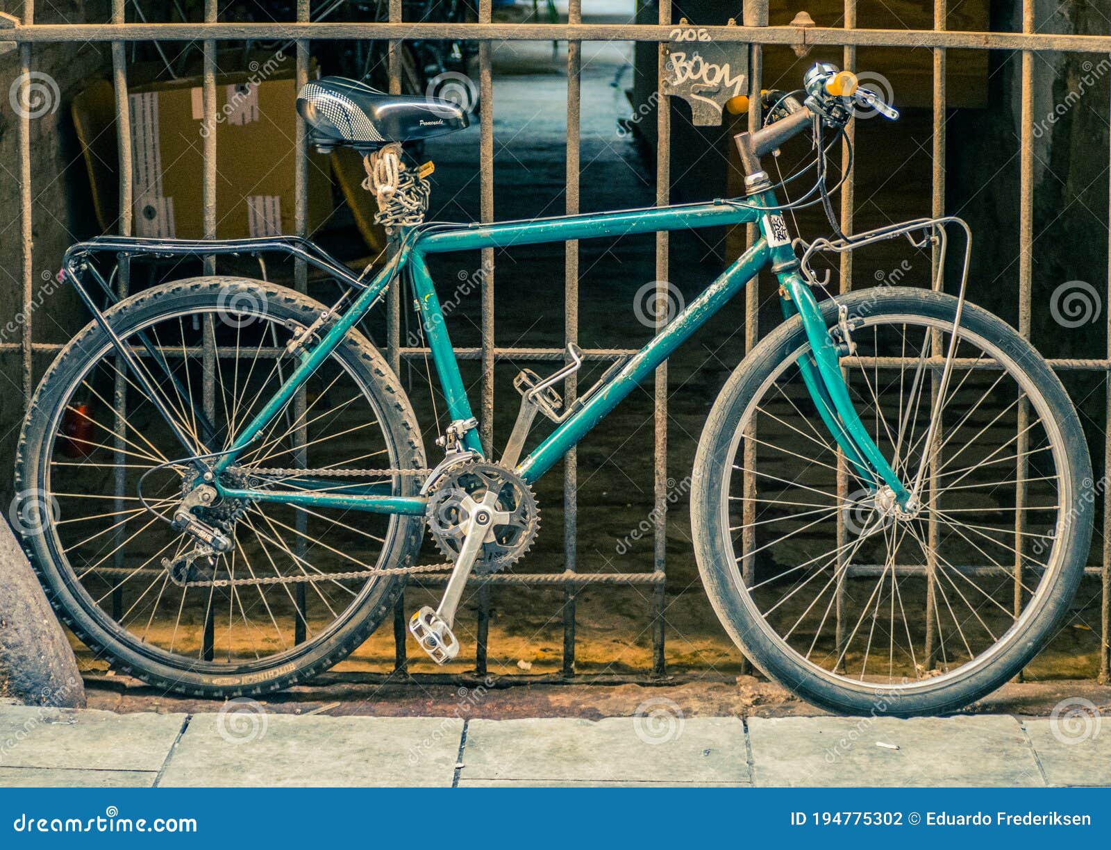 Bicycle Standing in Front of a Gate Stock Photo - Image of sideway ...