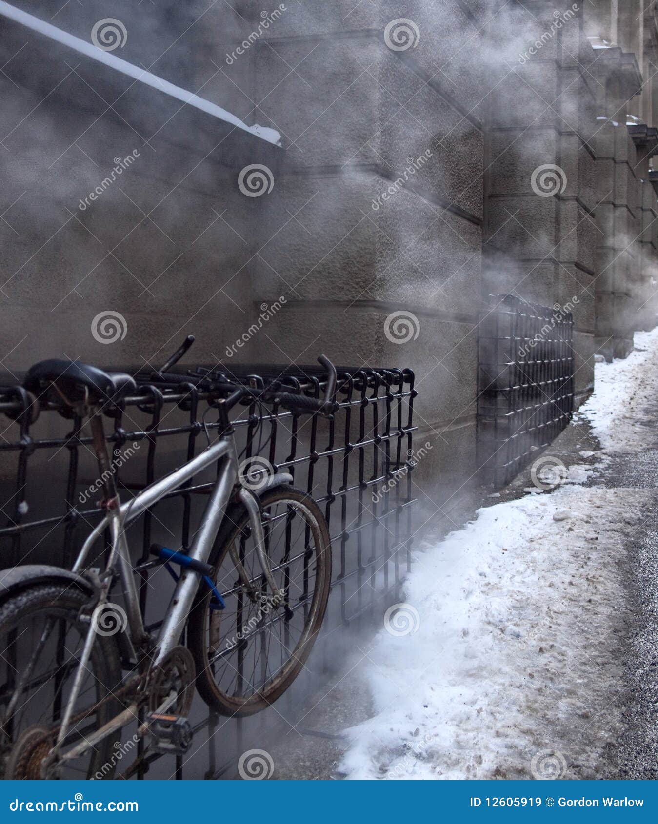 Bicycle and steam stock image. Image of lock, urban, street - 12605919