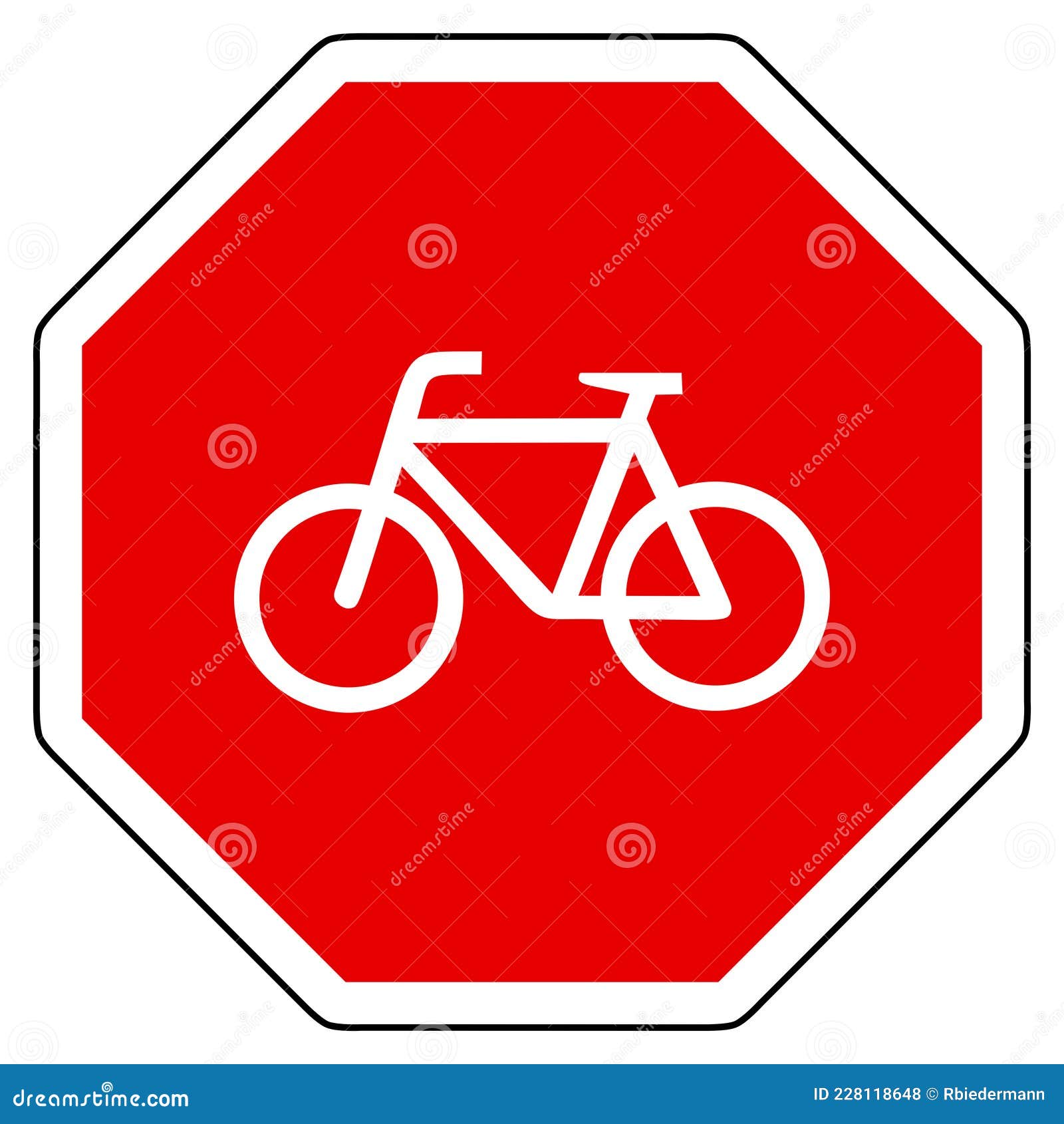 Bicycle and stop sign stock vector. Illustration of caution - 228118648