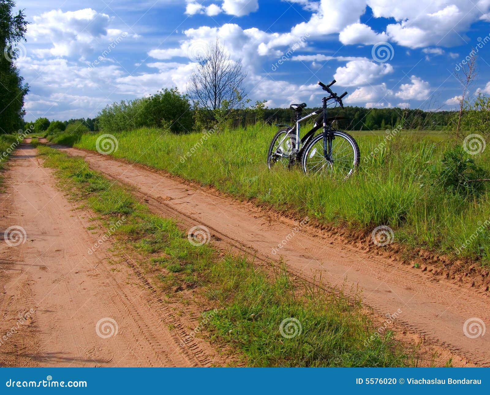 Bicycle in Summer Rural Scene Stock Photo - Image of outside ...