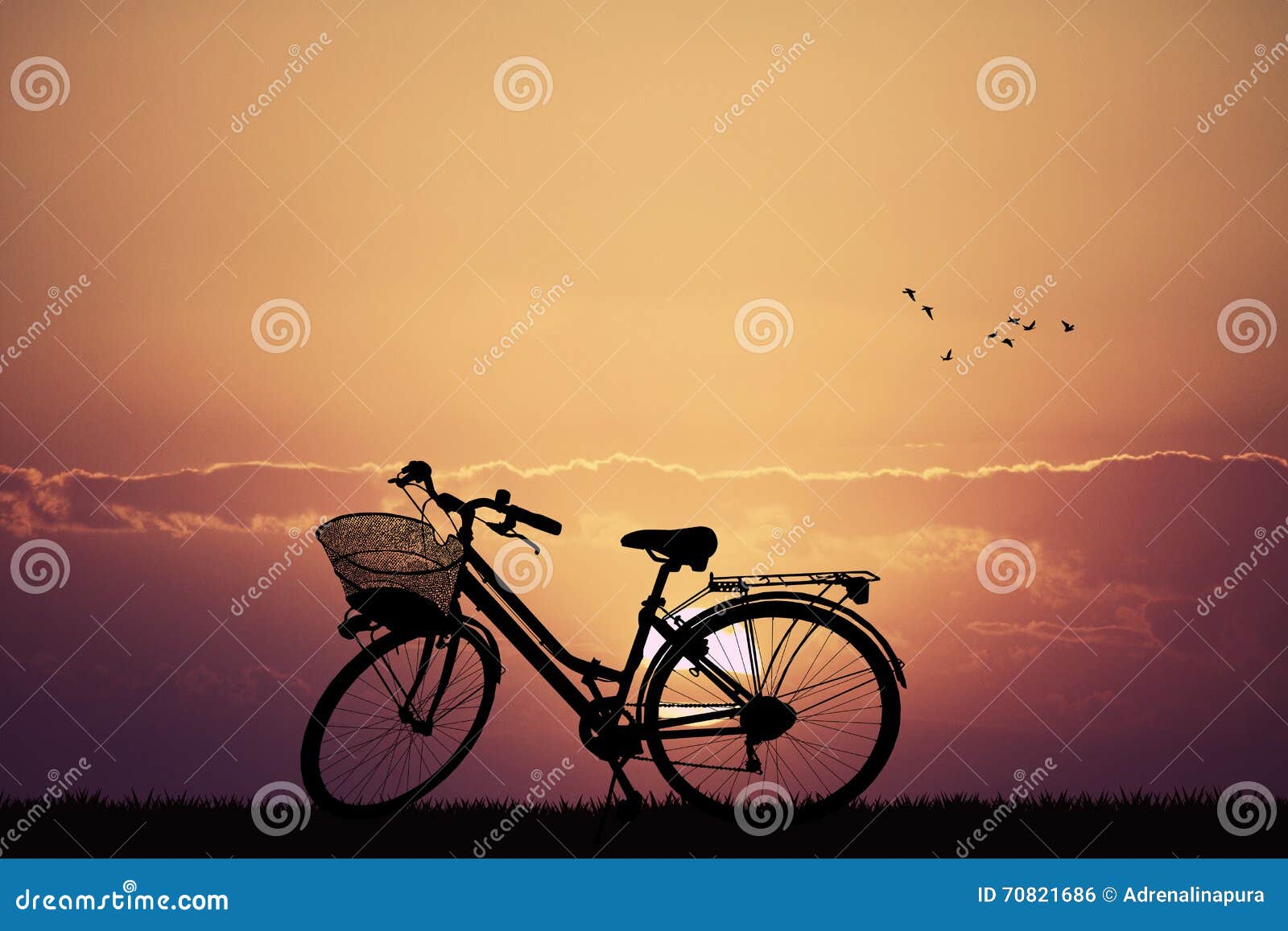 Bicycle at sunset stock illustration. Illustration of ride - 70821686