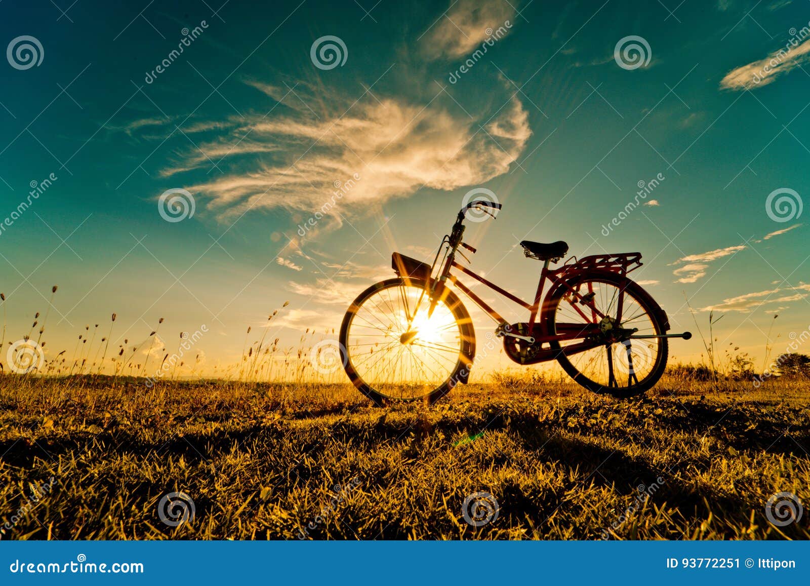 Bicycle at the Sunset or Sunrise Stock Image - Image of morning, relax ...