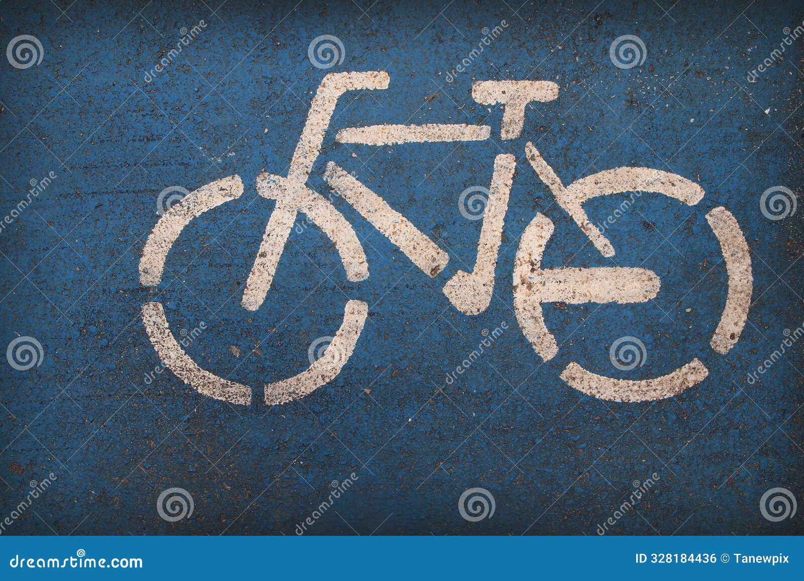 Bicycle Symbol on a Blue Road Surface Stock Photo - Image of bikeway ...
