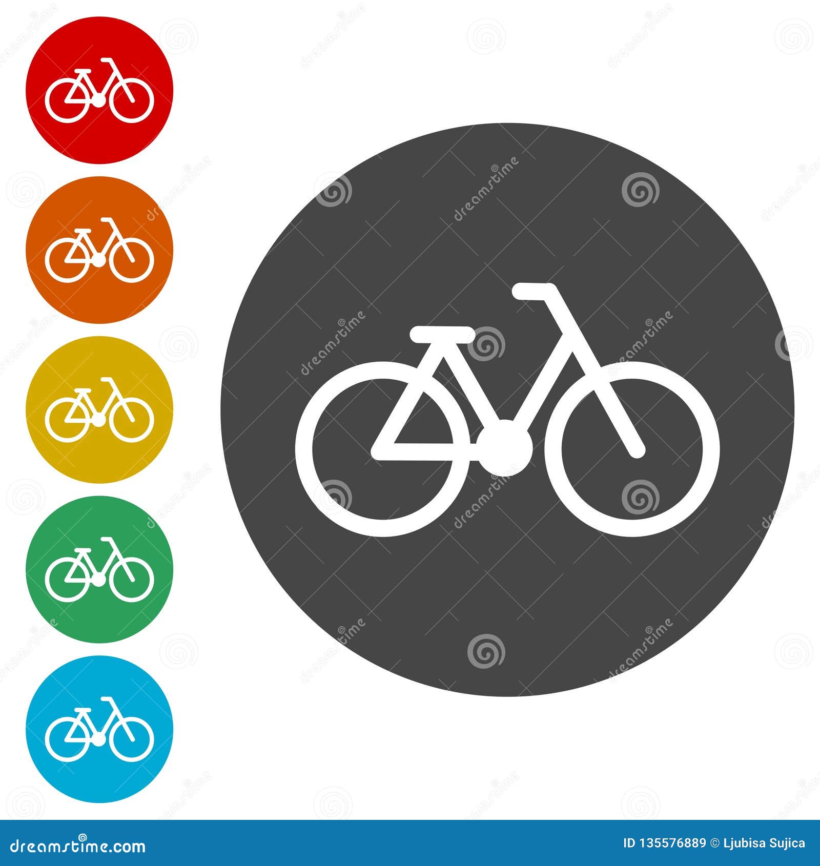 Bicycle Symbol and Icons Set Stock Vector - Illustration of race ...