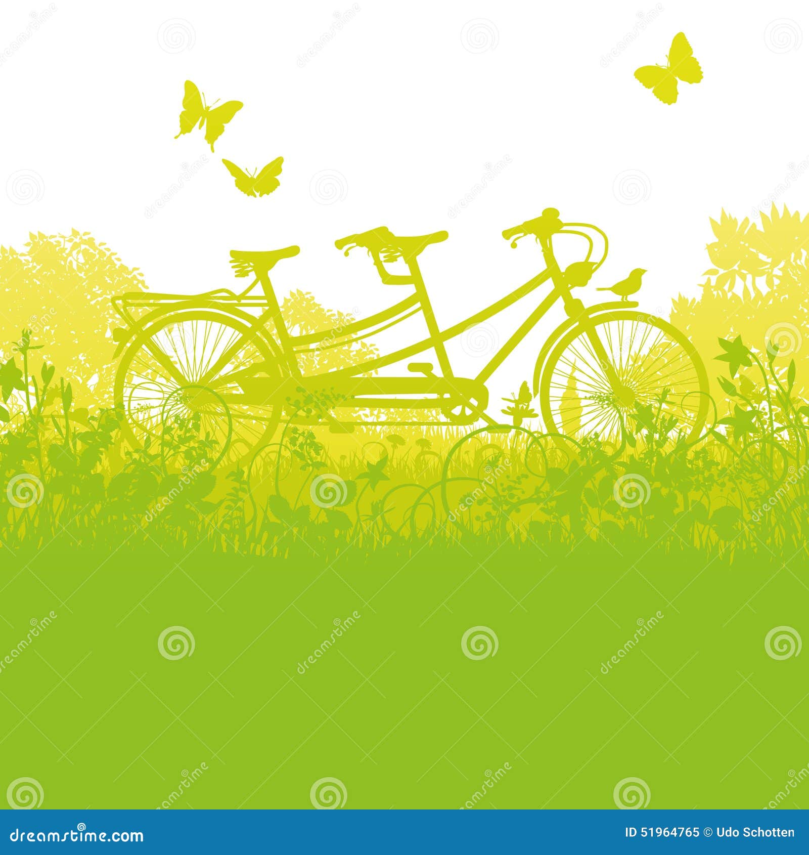 Bicycle and Tandem in Spring Stock Vector - Illustration of cycling ...
