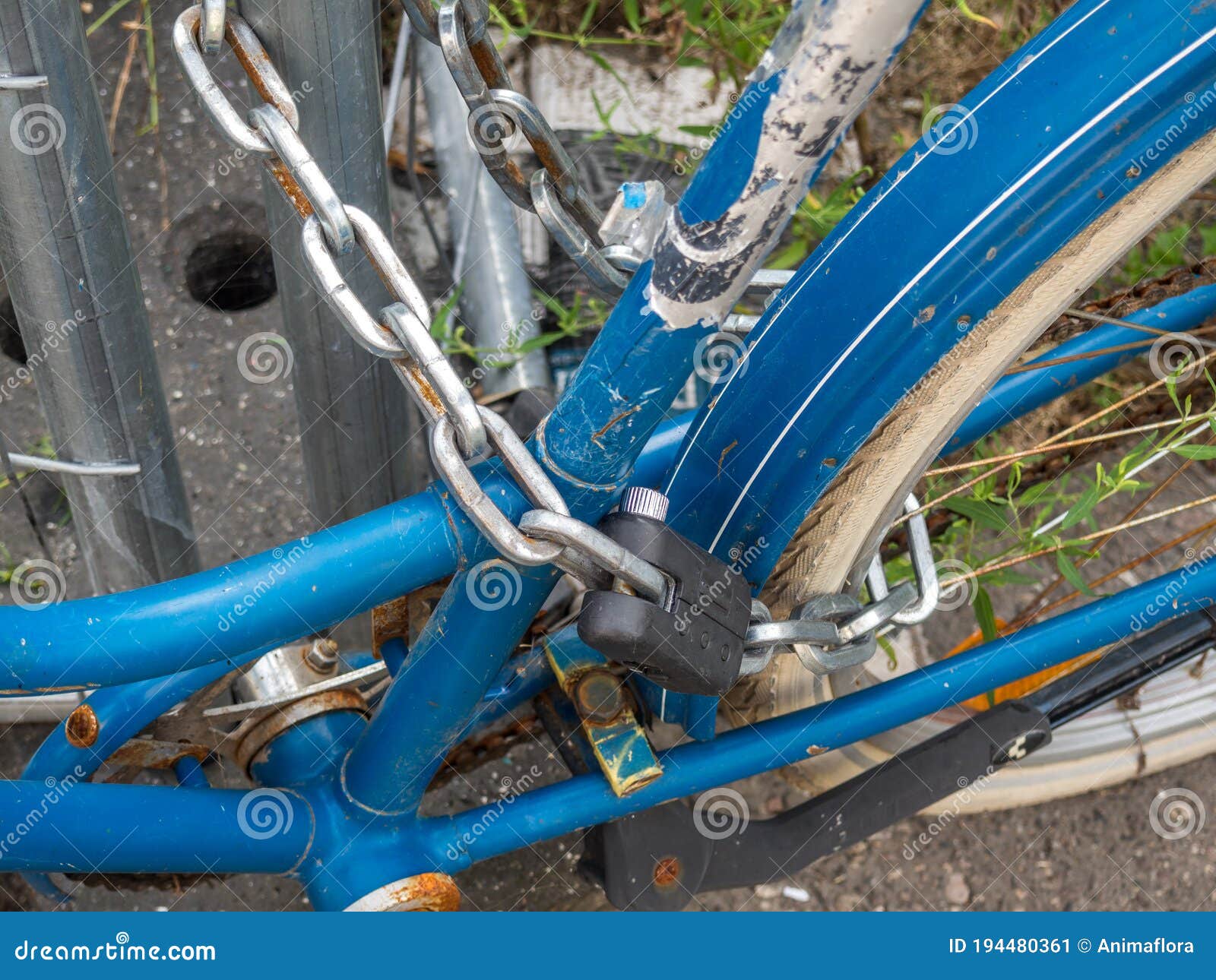Bicycle Theft Protection Symbolic Image Stock Image - Image of strong ...