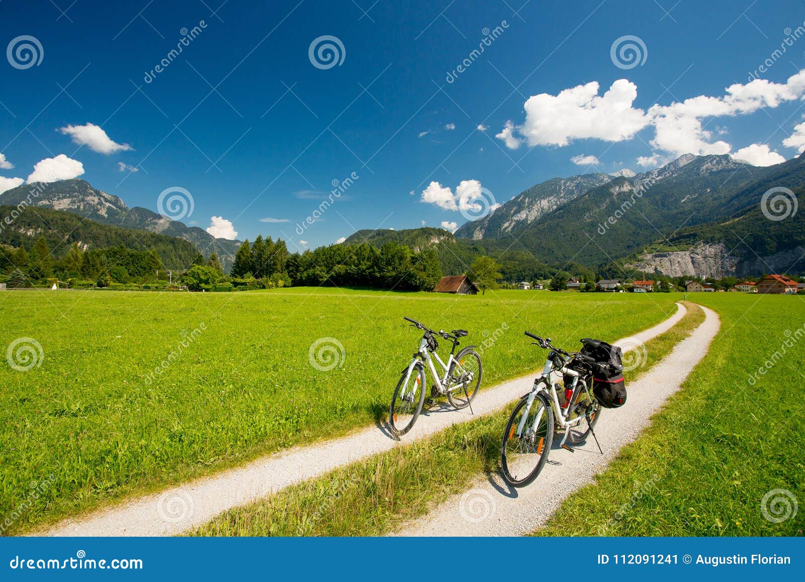 Bicycle touring in Austria stock image. Image of donau - 112091241