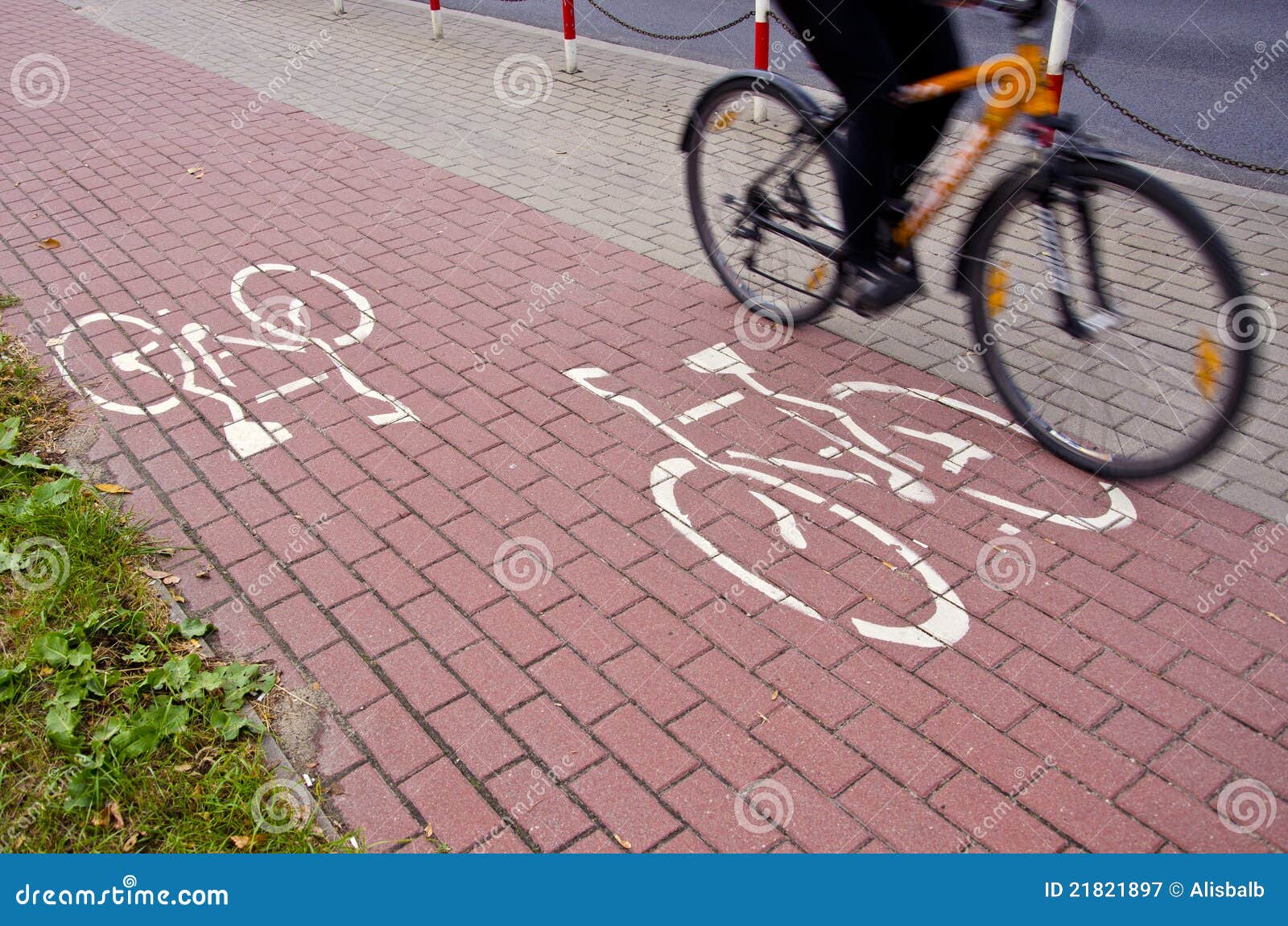 Bicycle Track and Bicycle Wheels in Motion Stock Image - Image of ...