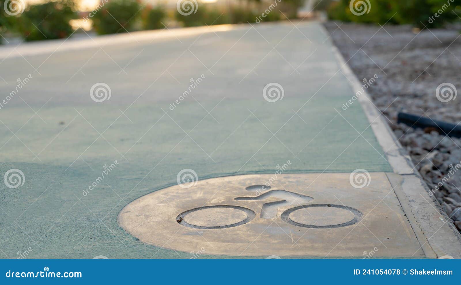 Bicycle Track with Bike Sign Embedded on it Stock Photo - Image of ...