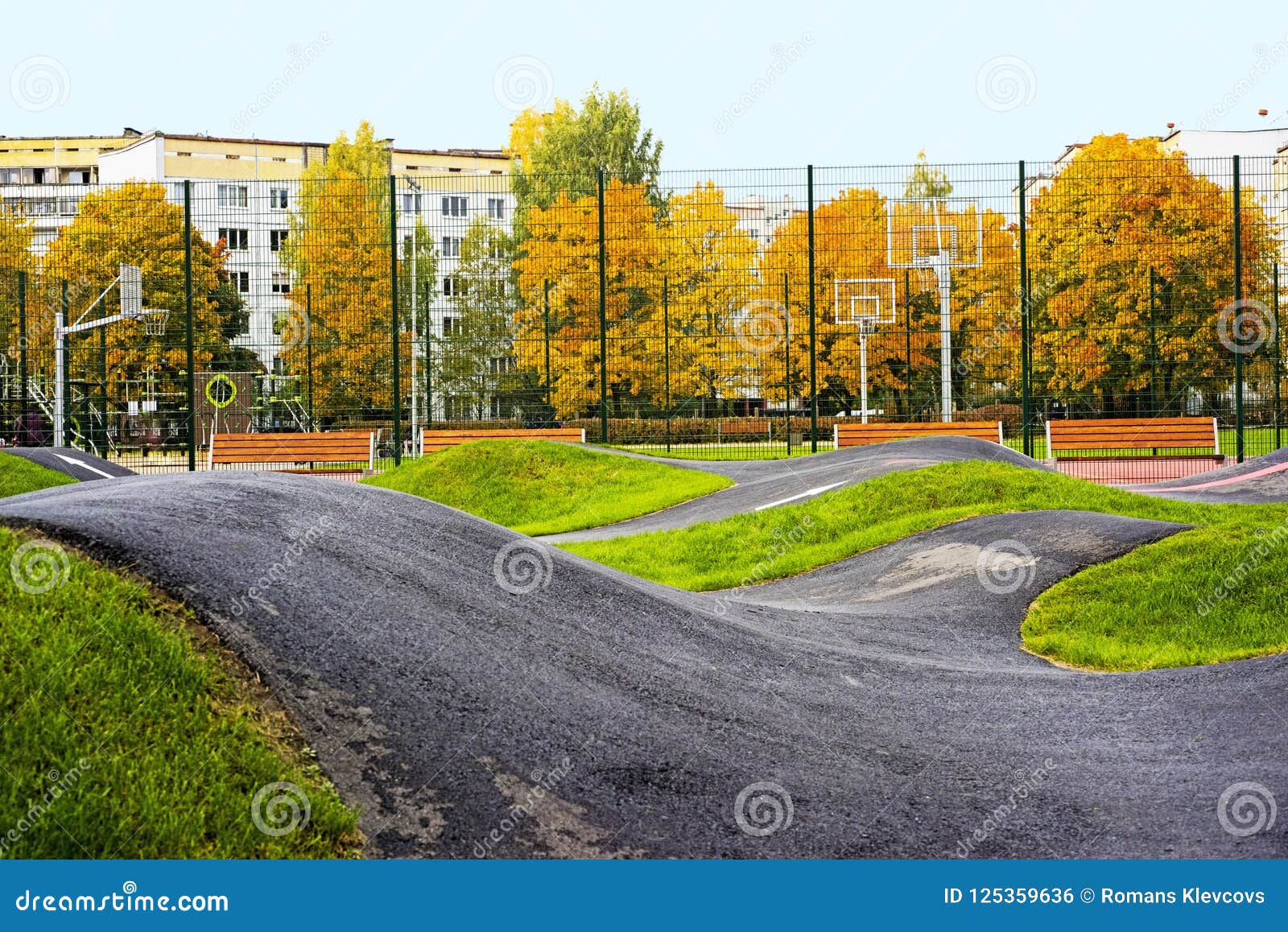 Bicycle Track Road. Located in City Playground Stock Photo - Image of ...