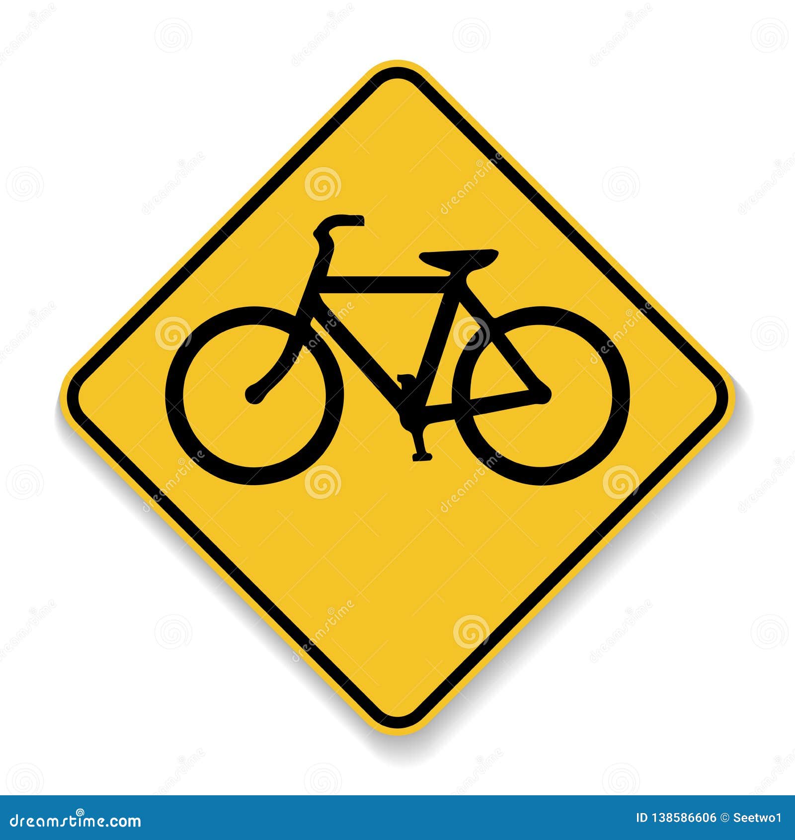 Symbol Bicycle Traffic Warning Sign on White Background Stock Vector ...