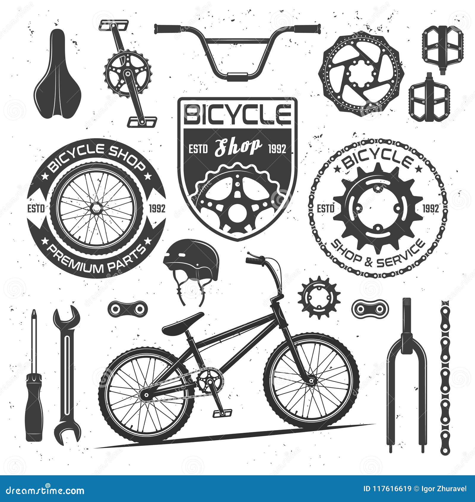 Bicycle Vector Black Elements, Badges, Labels | CartoonDealer.com ...