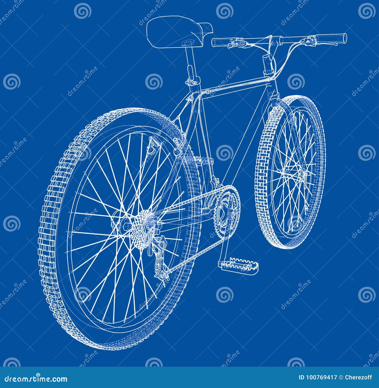 Bicycle. Wire-frame Style. Vector Stock Vector - Illustration of ...