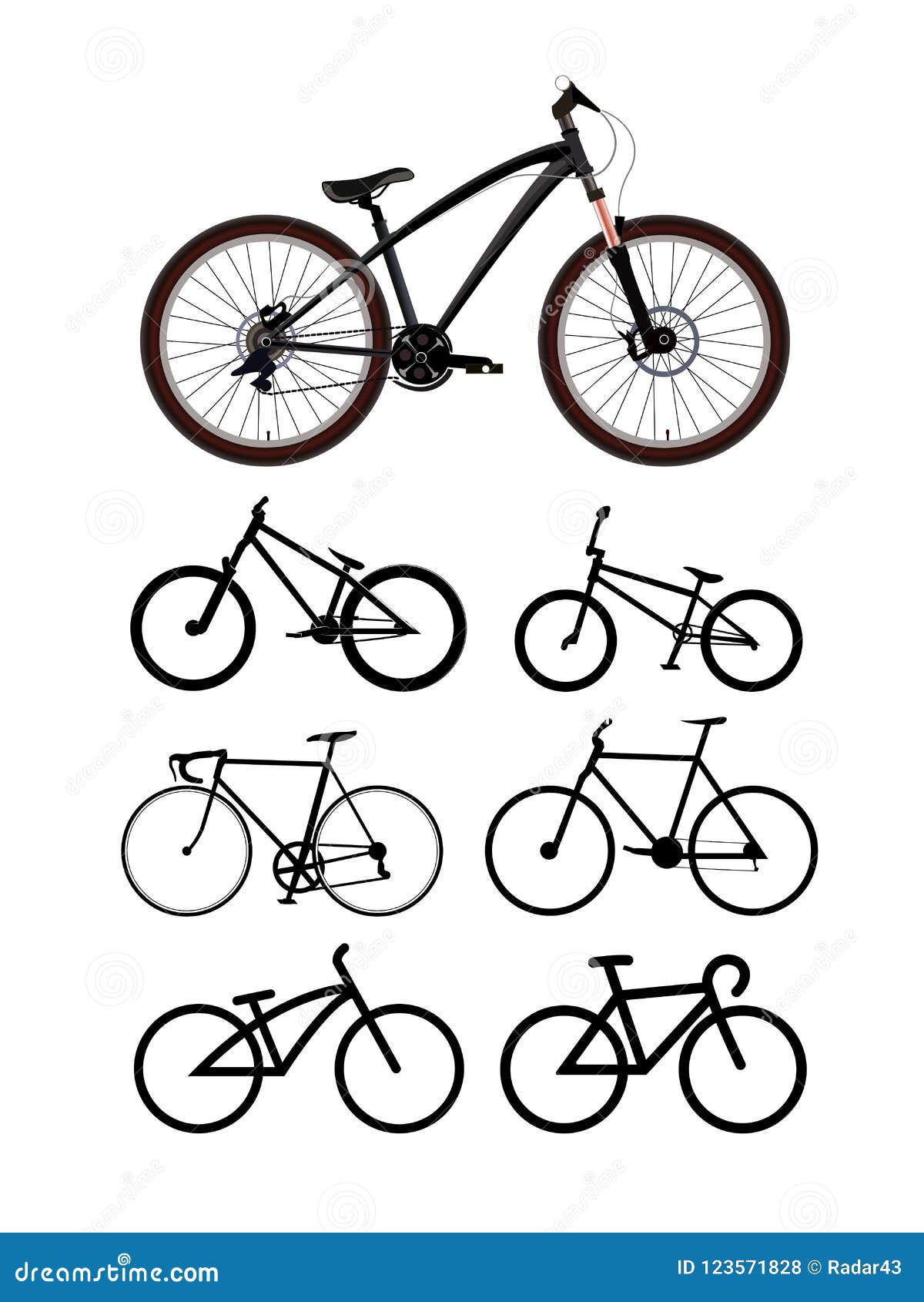 Bicycle vector set stock vector. Illustration of cycle - 123571828