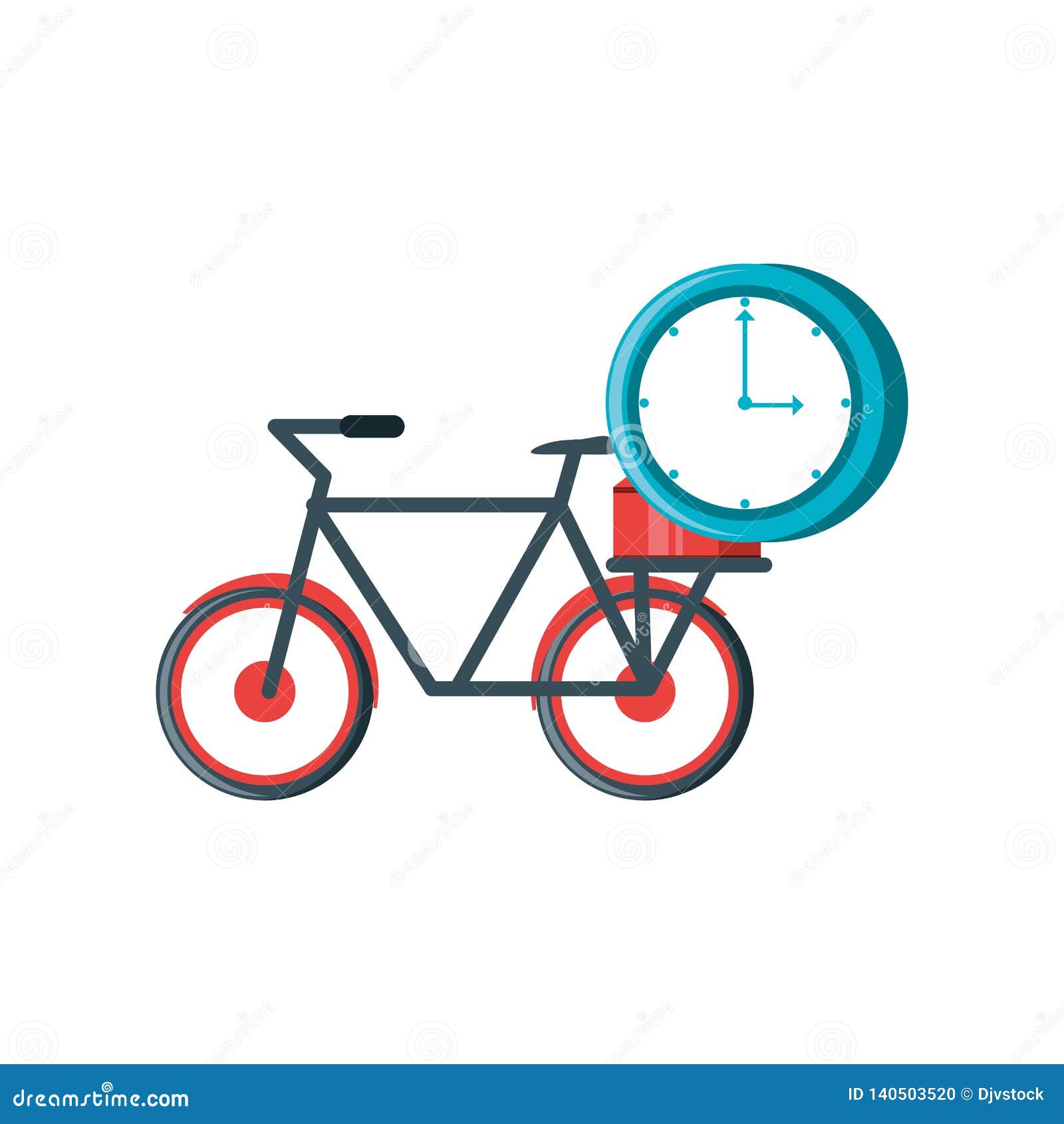 Bicycle Vehicle with Clock Time Stock Vector - Illustration of bike ...