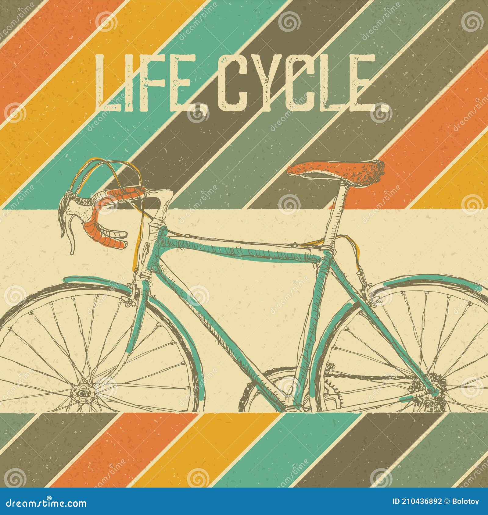 Bicycle Vintage Poster. Retro Colors Stock Vector - Illustration of ...