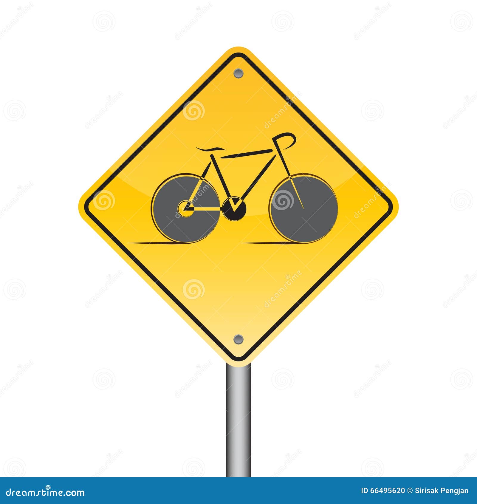 Bicycle warning sign stock illustration. Illustration of background ...