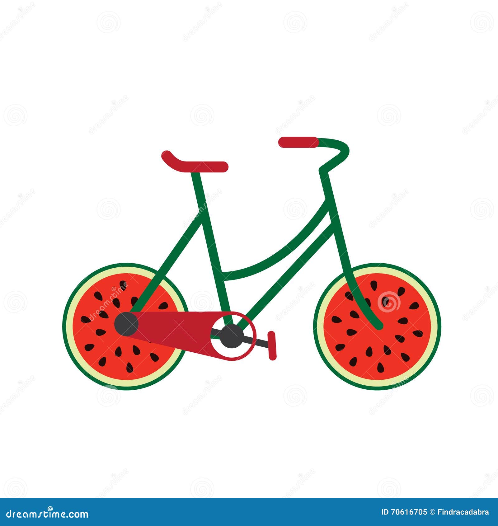 Bicycle with Watermelon As Wheel on the Street Stock Vector ...