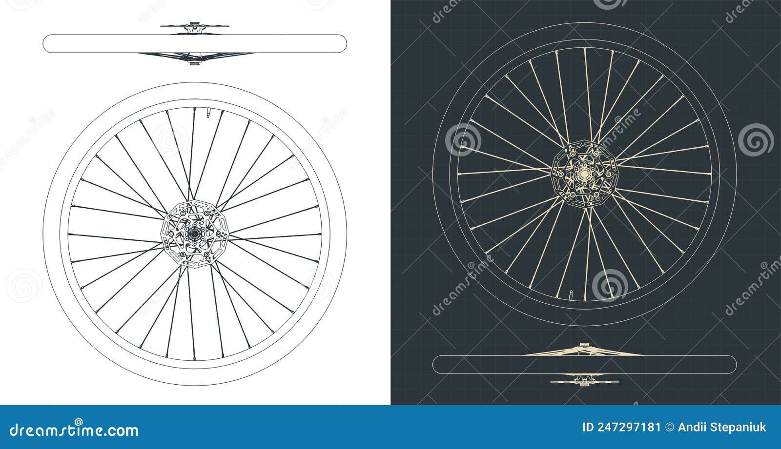 Bicycle wheel blueprints stock vector. Illustration of blueprints ...