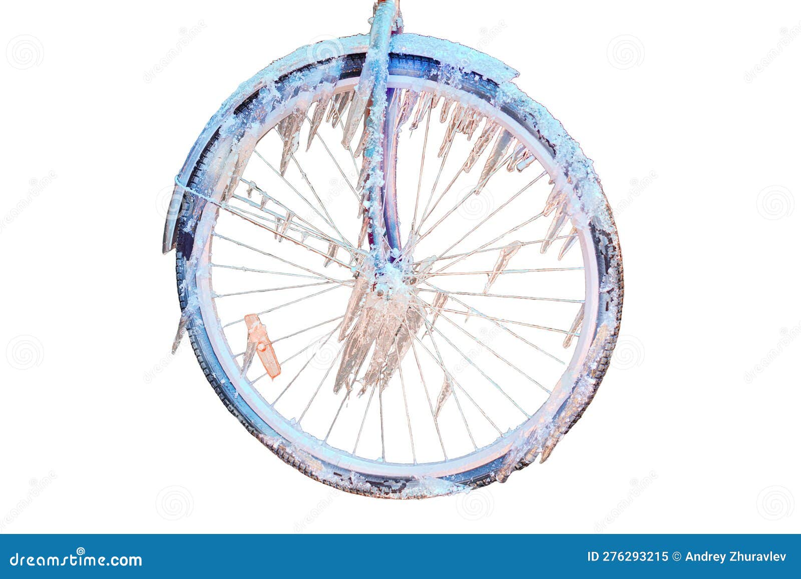 Bicycle Wheel Frozen, Isolated on a White Background Stock Image ...