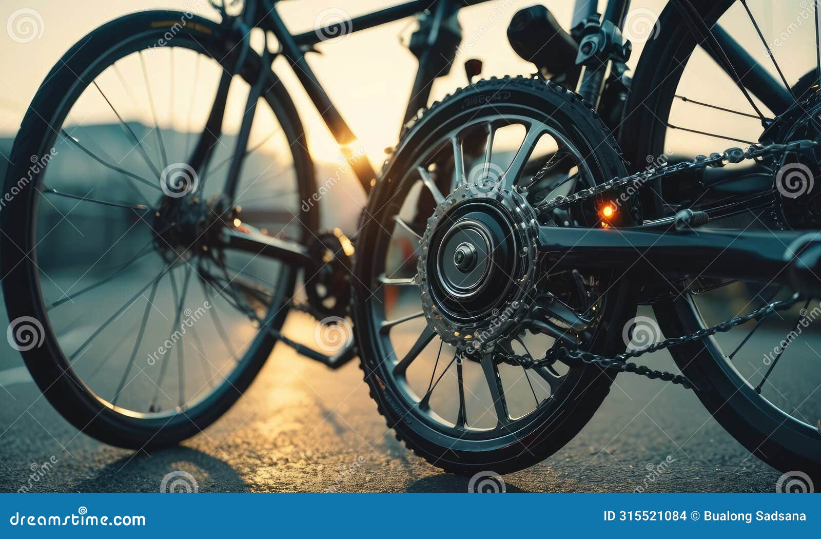 A Bicycle Wheel is Shown with the Back Wheel Turned Away from the ...
