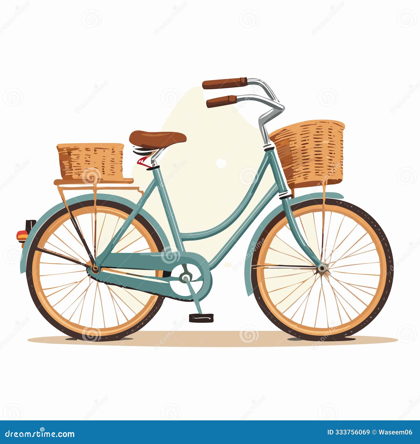 Bicycle with Wicker Baskets. Vector Illustration in Cartoon Style Stock ...