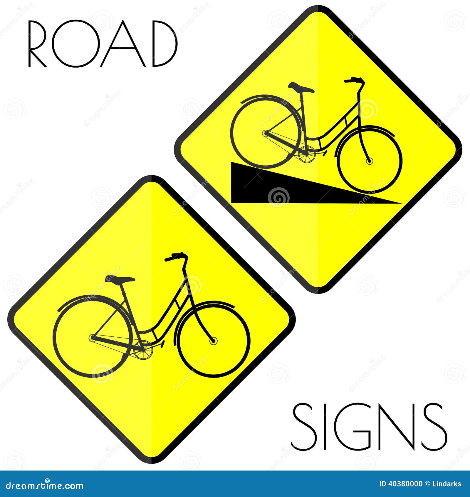Bicycle Yellow Road Signs Vector Illustration | CartoonDealer.com #40380000